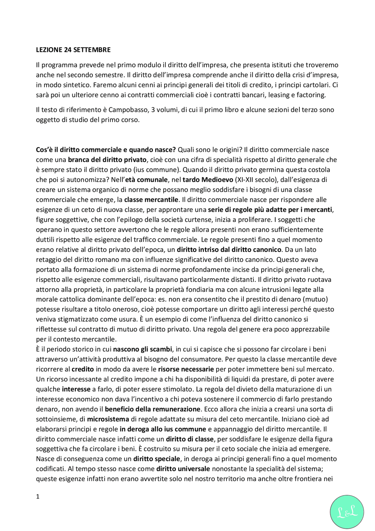 Diritto Commerciale I Docsity