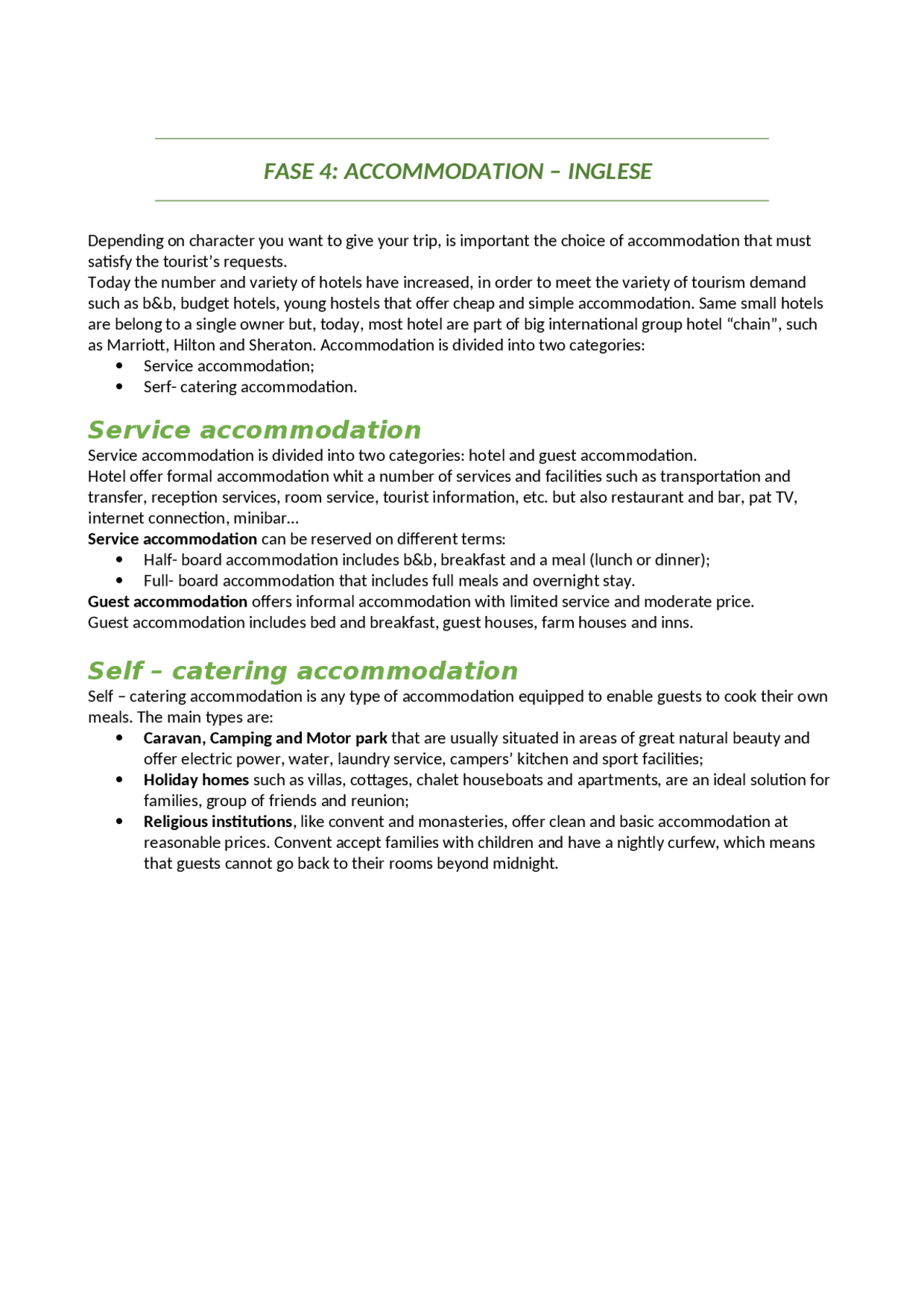 Accommodation - Service accommodation end Self-Catering accommodation ...