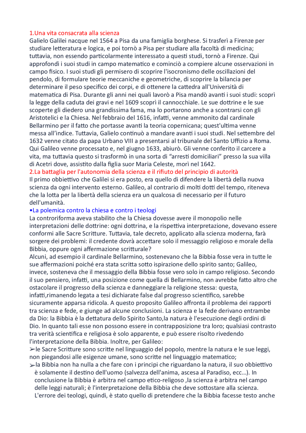 Galilei Baconecartesio Riassunto Abbagnano Docsity