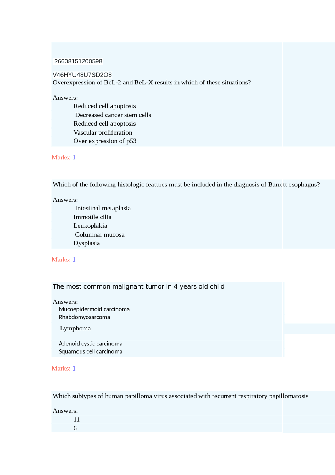 MCQ pathology for ENT master degree | Exercises Health sciences | Docsity