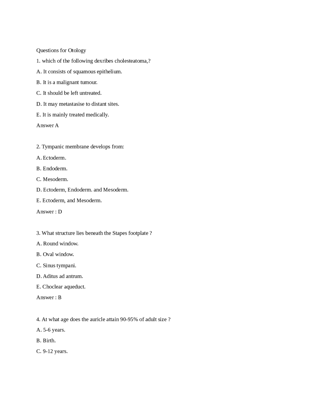 MCQ for ENT students - Docsity
