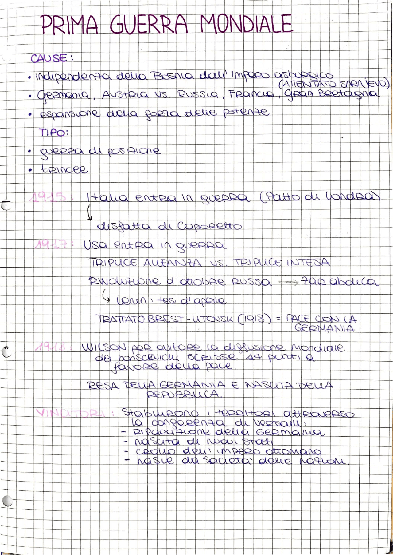 Prima Guerra Mondiale Docsity