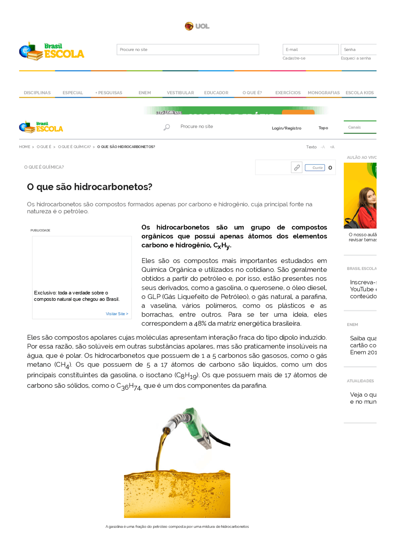 Química Hidrocarbonetos Brasil Escolapdf Docsity