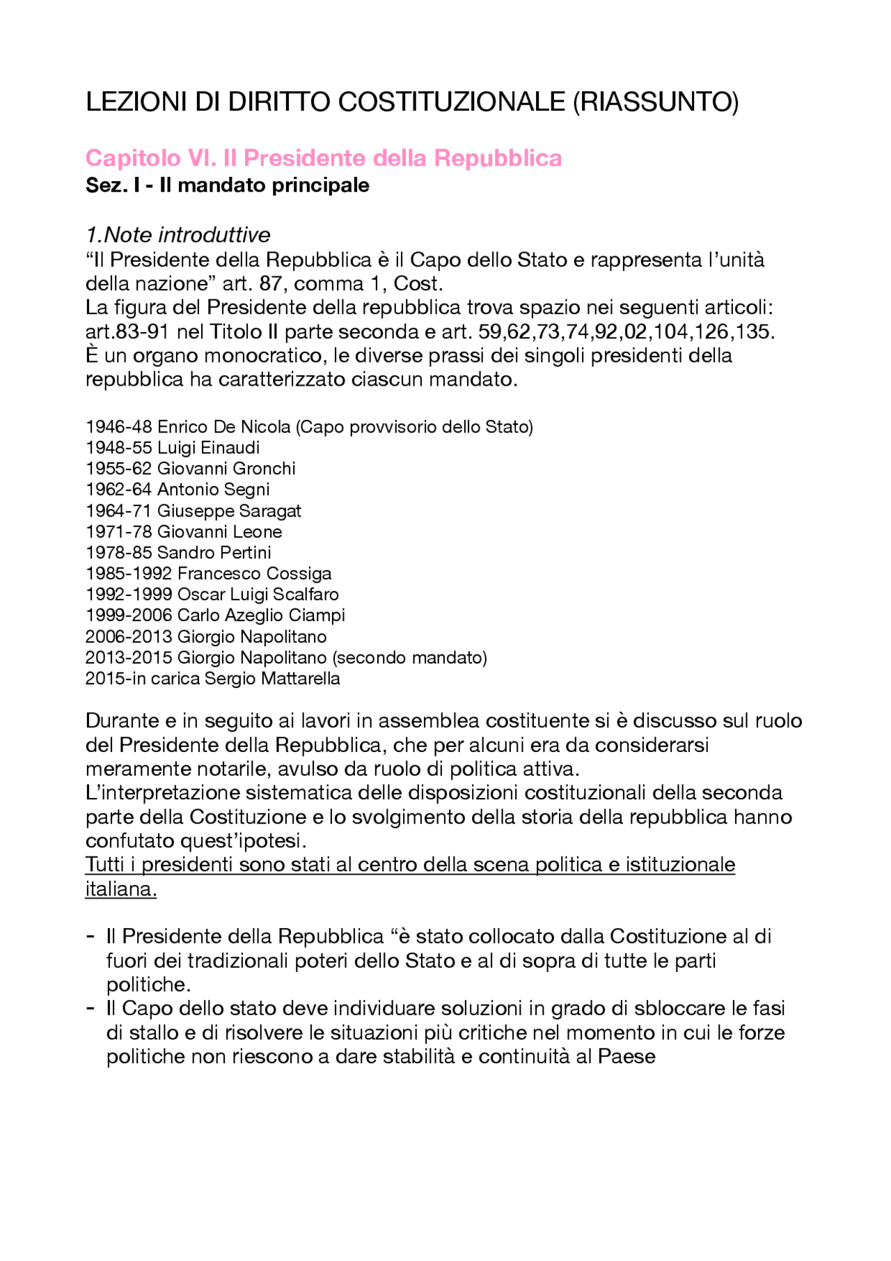 Riassunto Diritto Costituzionale Docsity