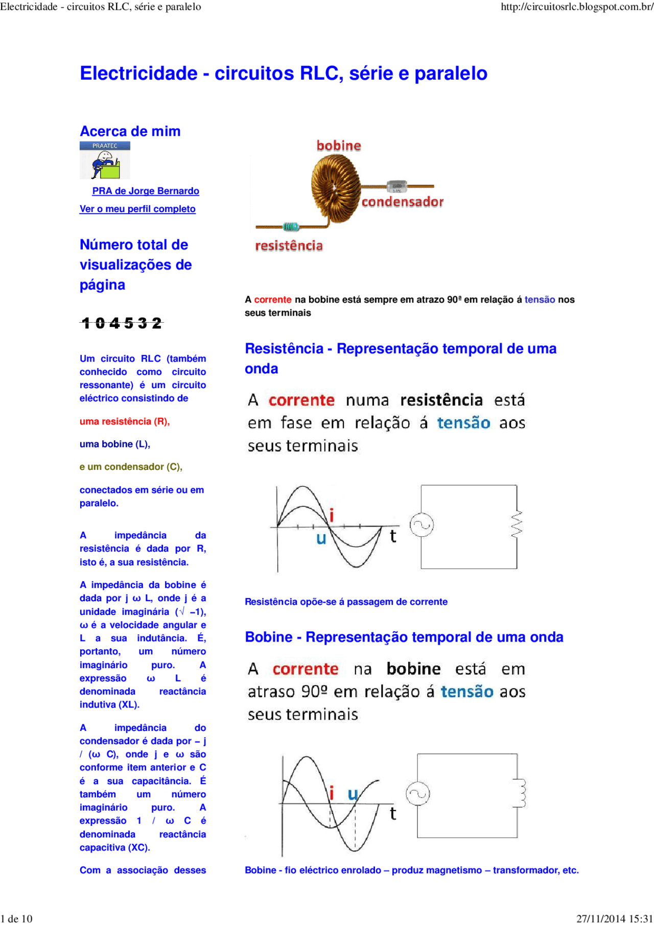 Circuito RLC em série e em paralelo - Docsity