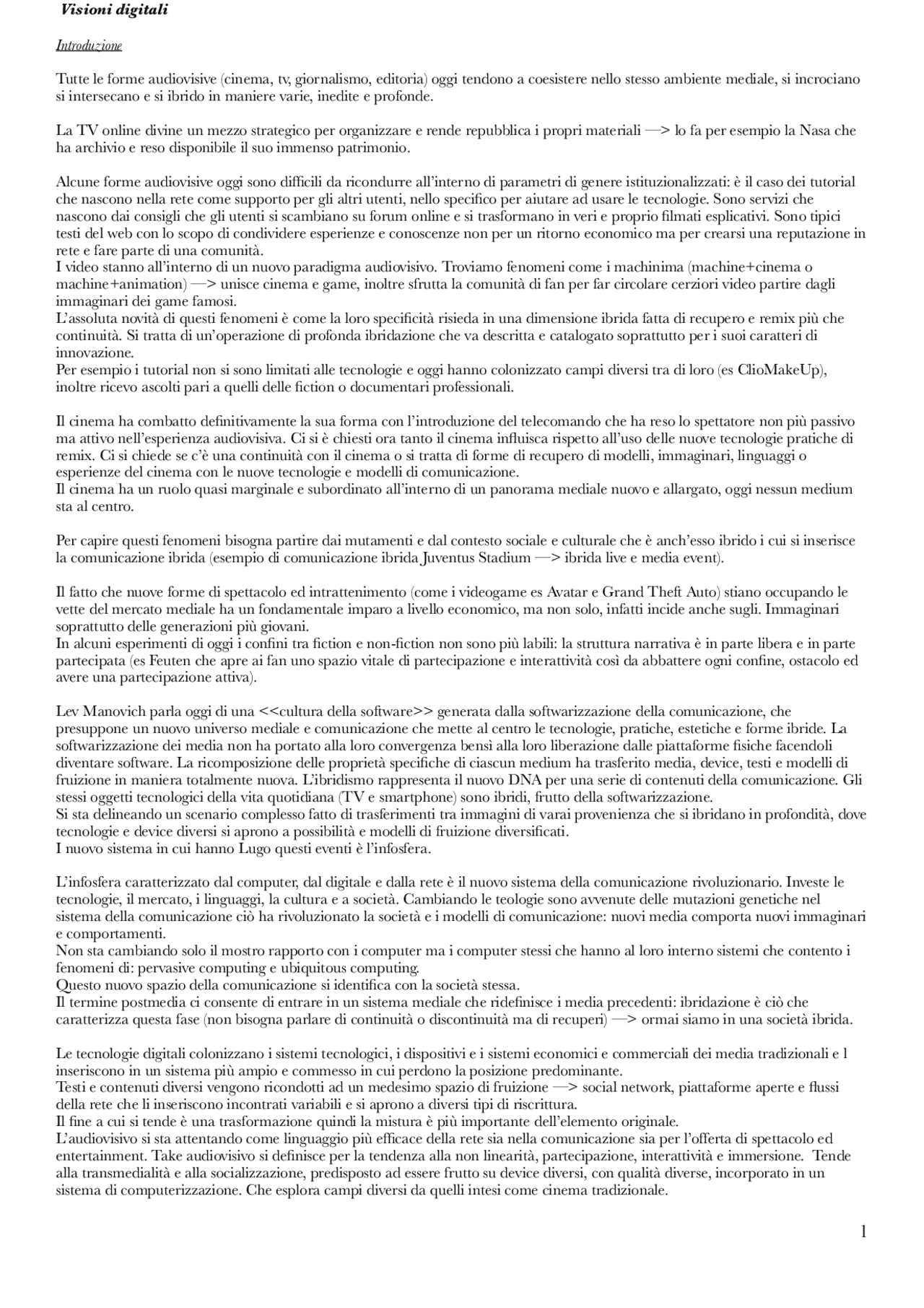 Comunicazione Digitale Per Le Arti Docsity
