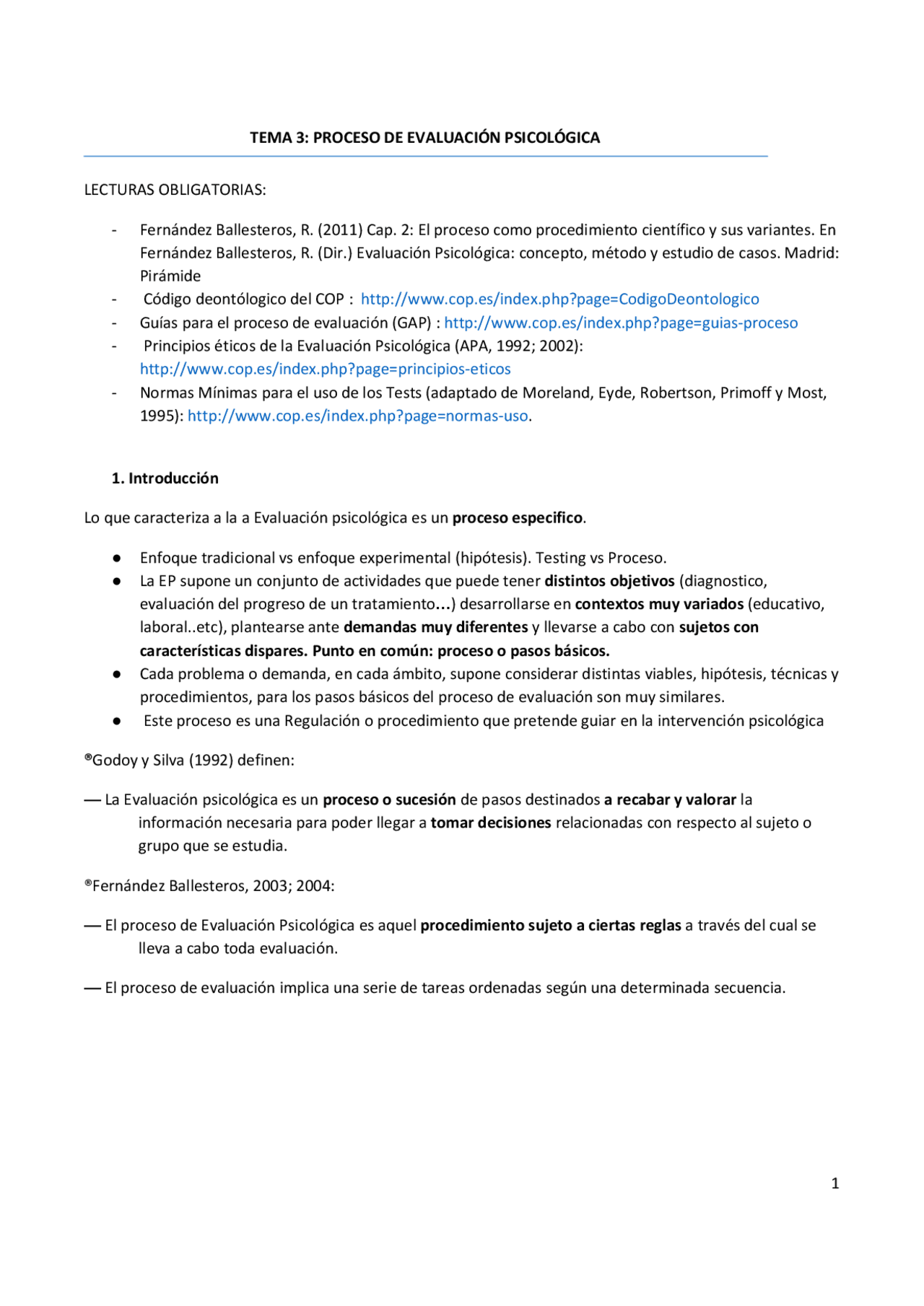Tema 3 Evaluación Y Diagnóstico Psicológicos Apuntes De