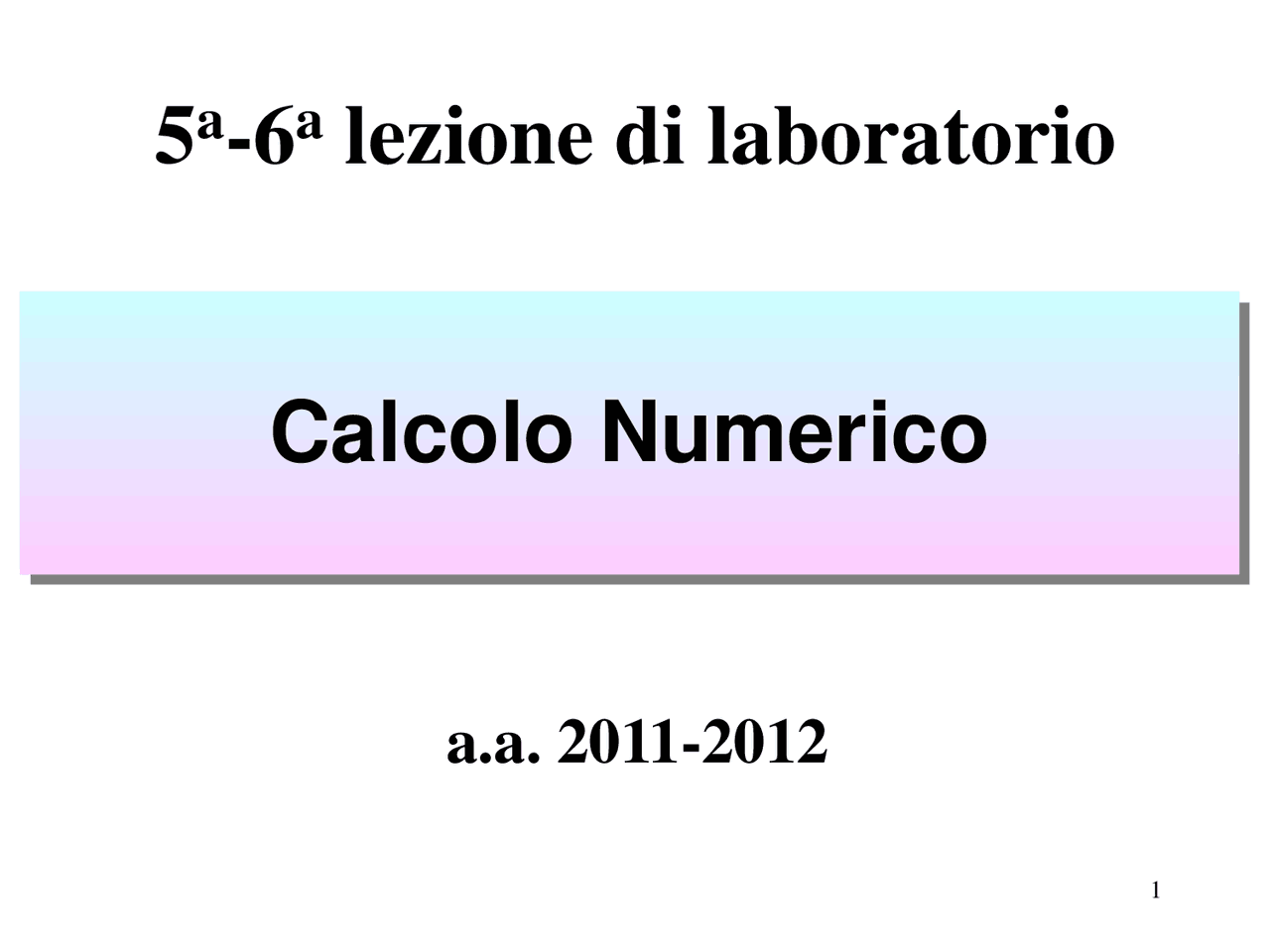 Calcolo numerico pratica - Docsity