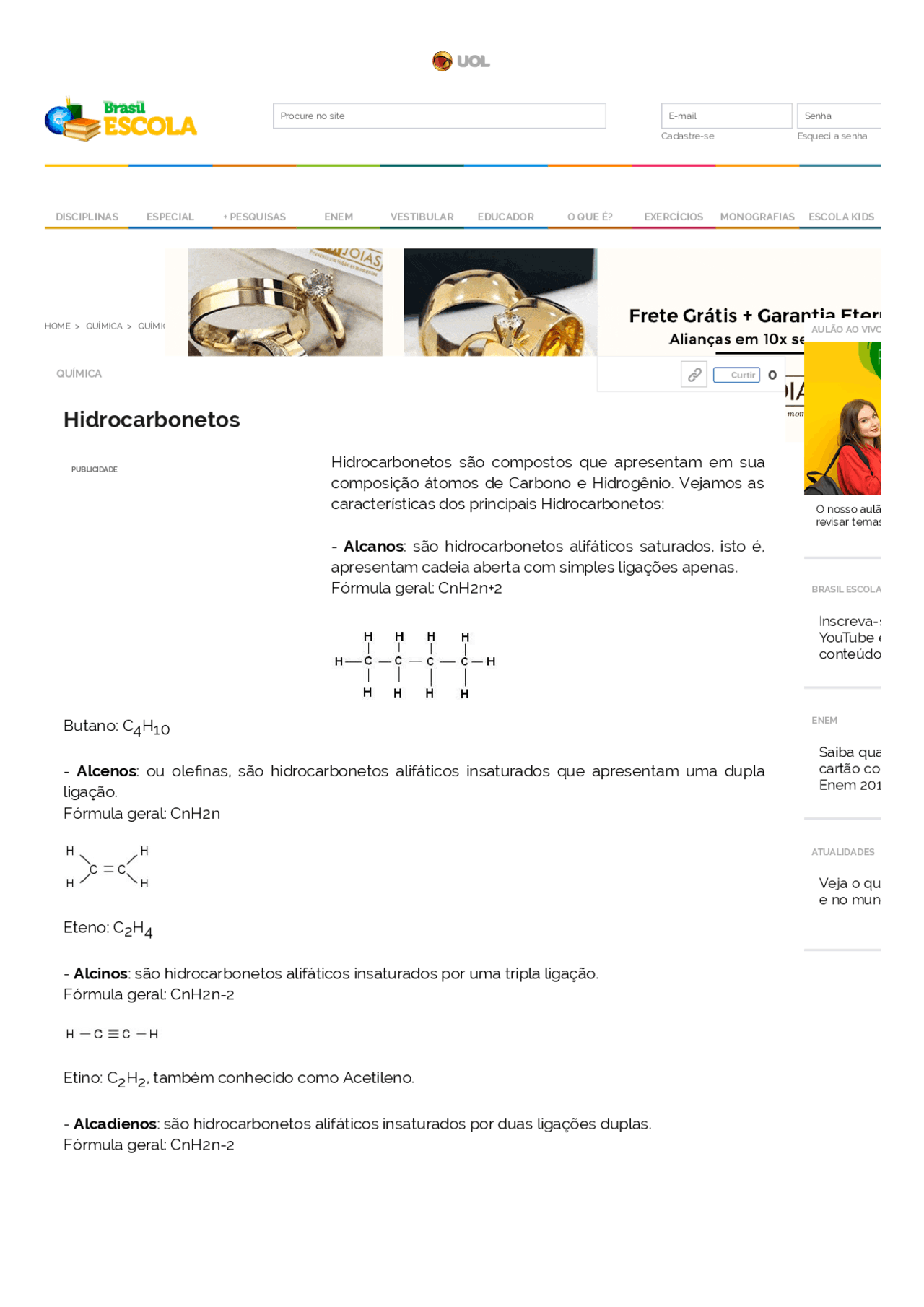 Química Hidrocarbonetos Docsity