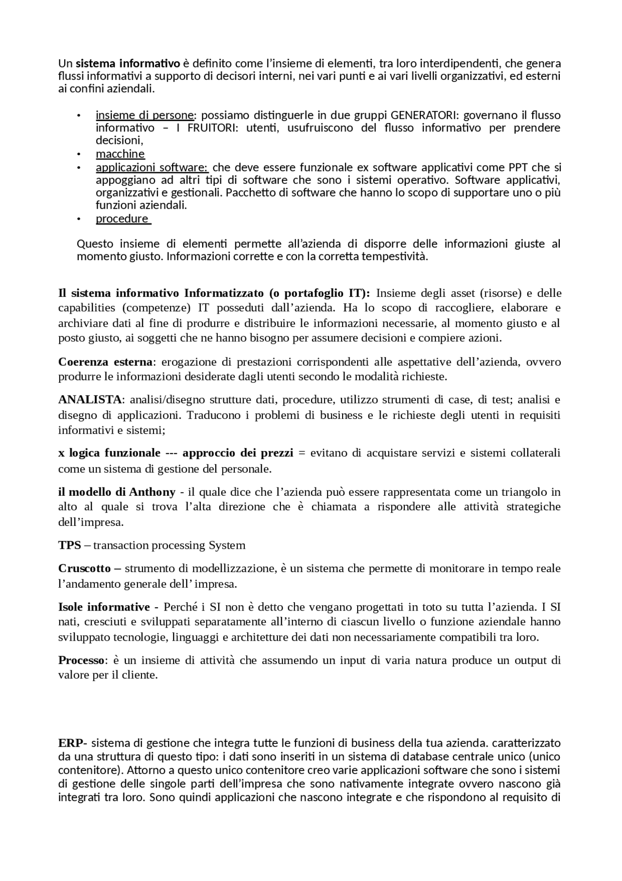 Esame Organizzazione Dei Sistemi Informativi Aziendali Docsity