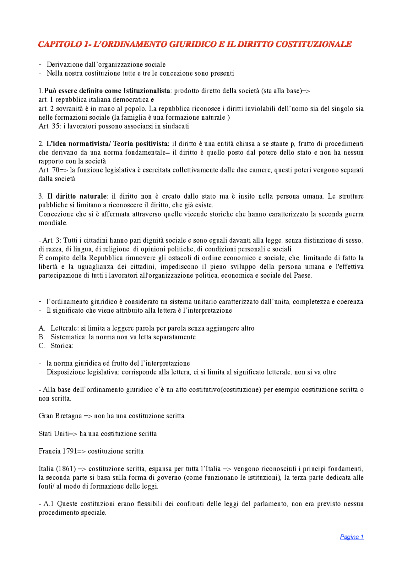 Diritto Pubblico Appunti Primo Semestre Docsity