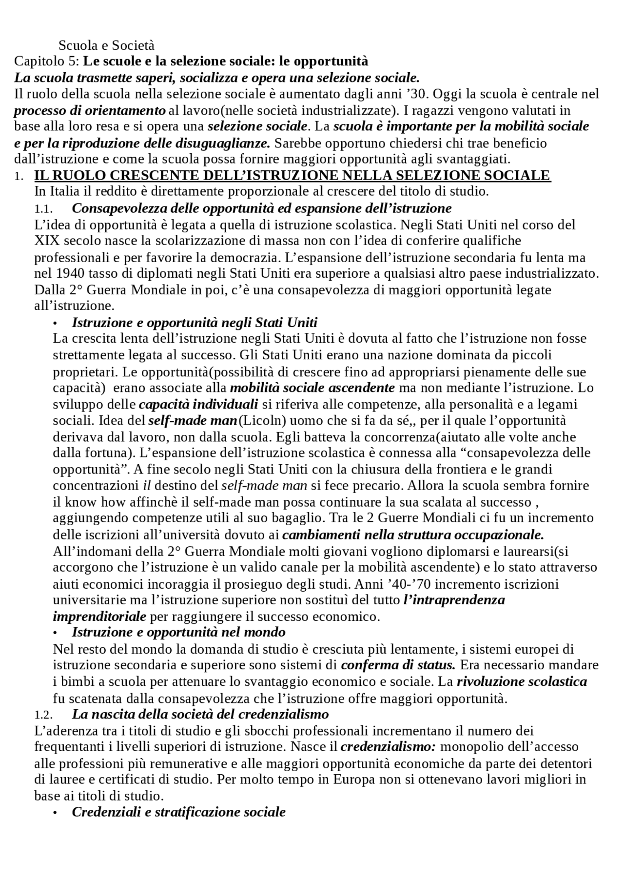 Scuola E Società Brint Riassunto Docsity