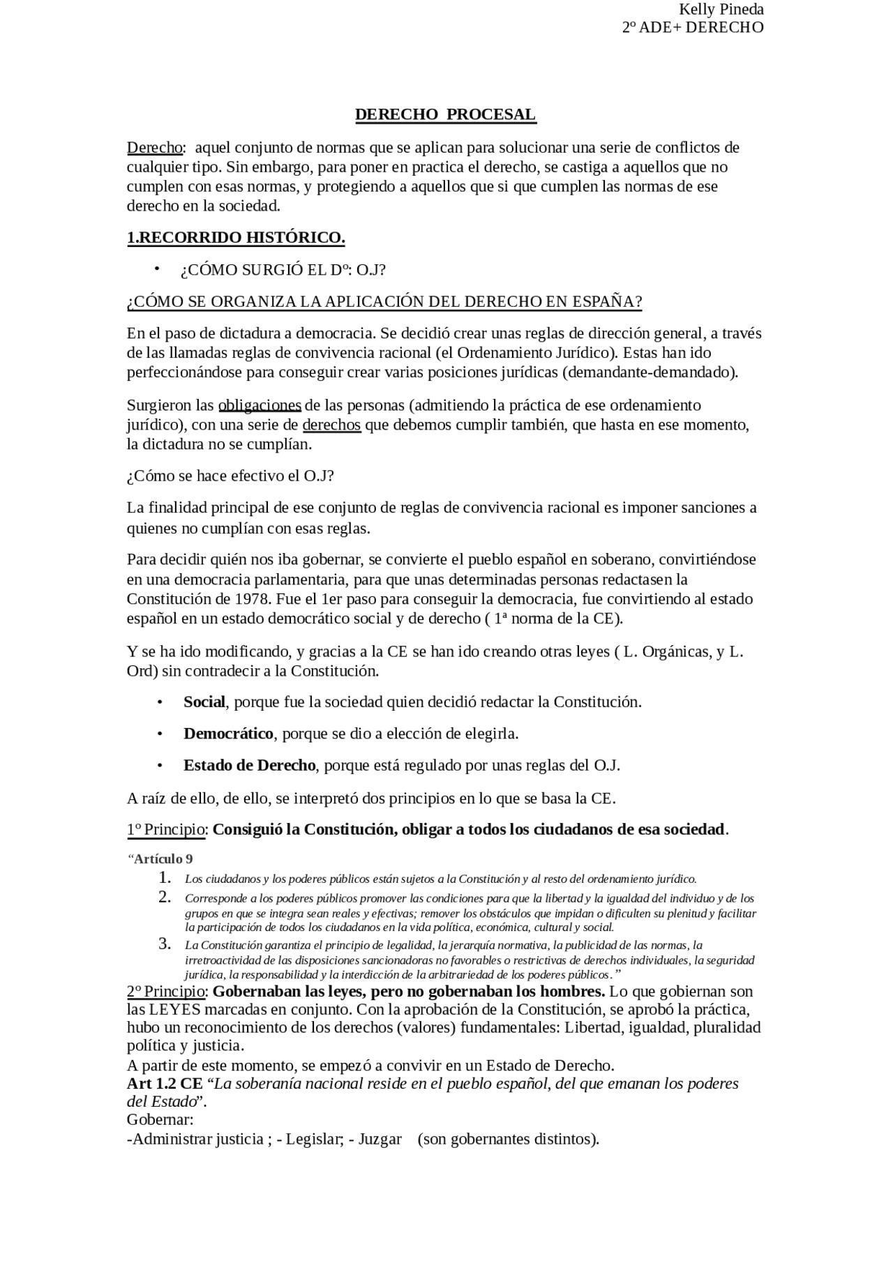 Apuntes De Derecho Procesal Docsity