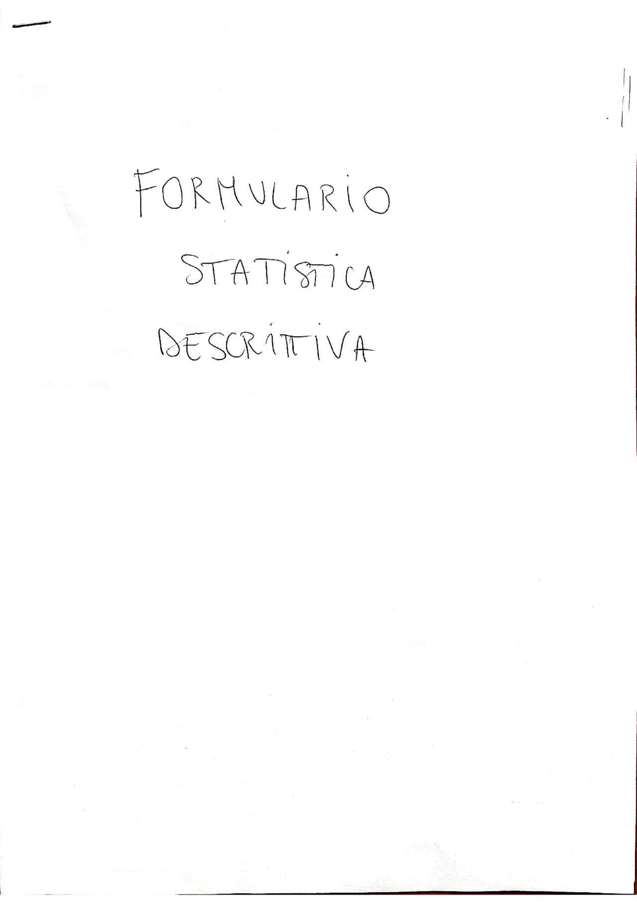 Formulario Di Statistica Descrittiva Unical Docsity