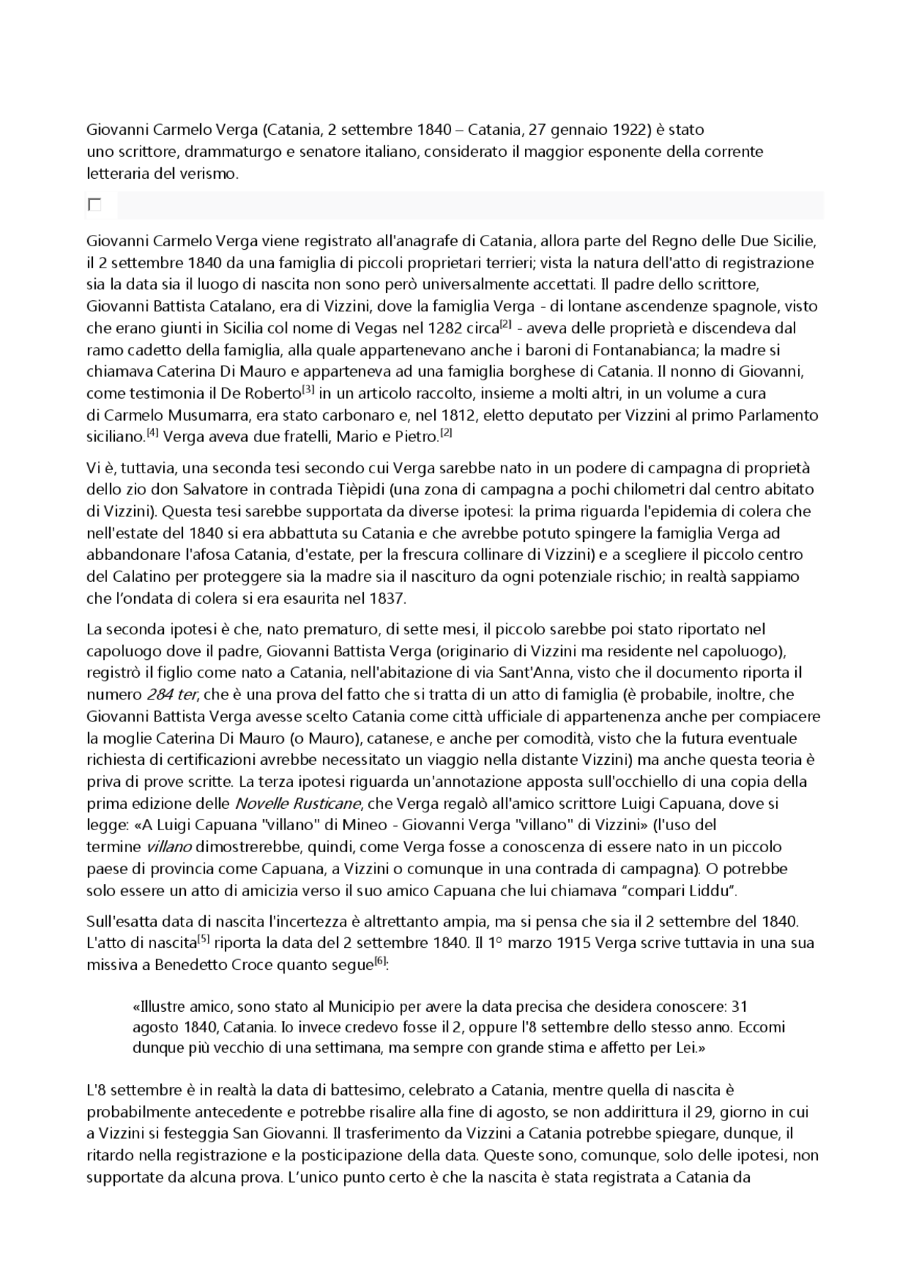 Giovanni Verga Vita E Opere Docsity
