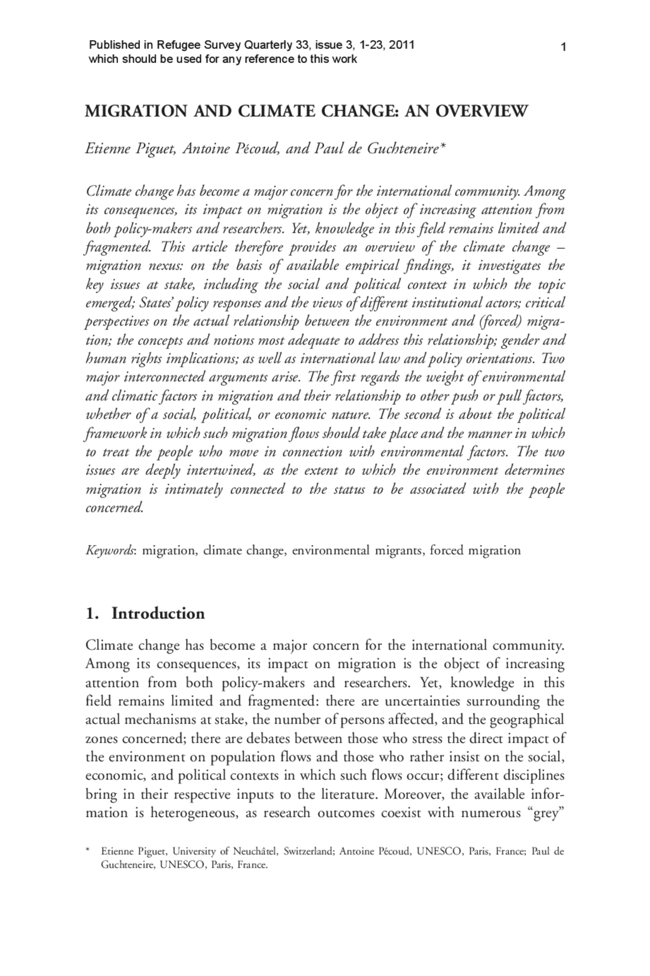 Migration and climate change - Docsity