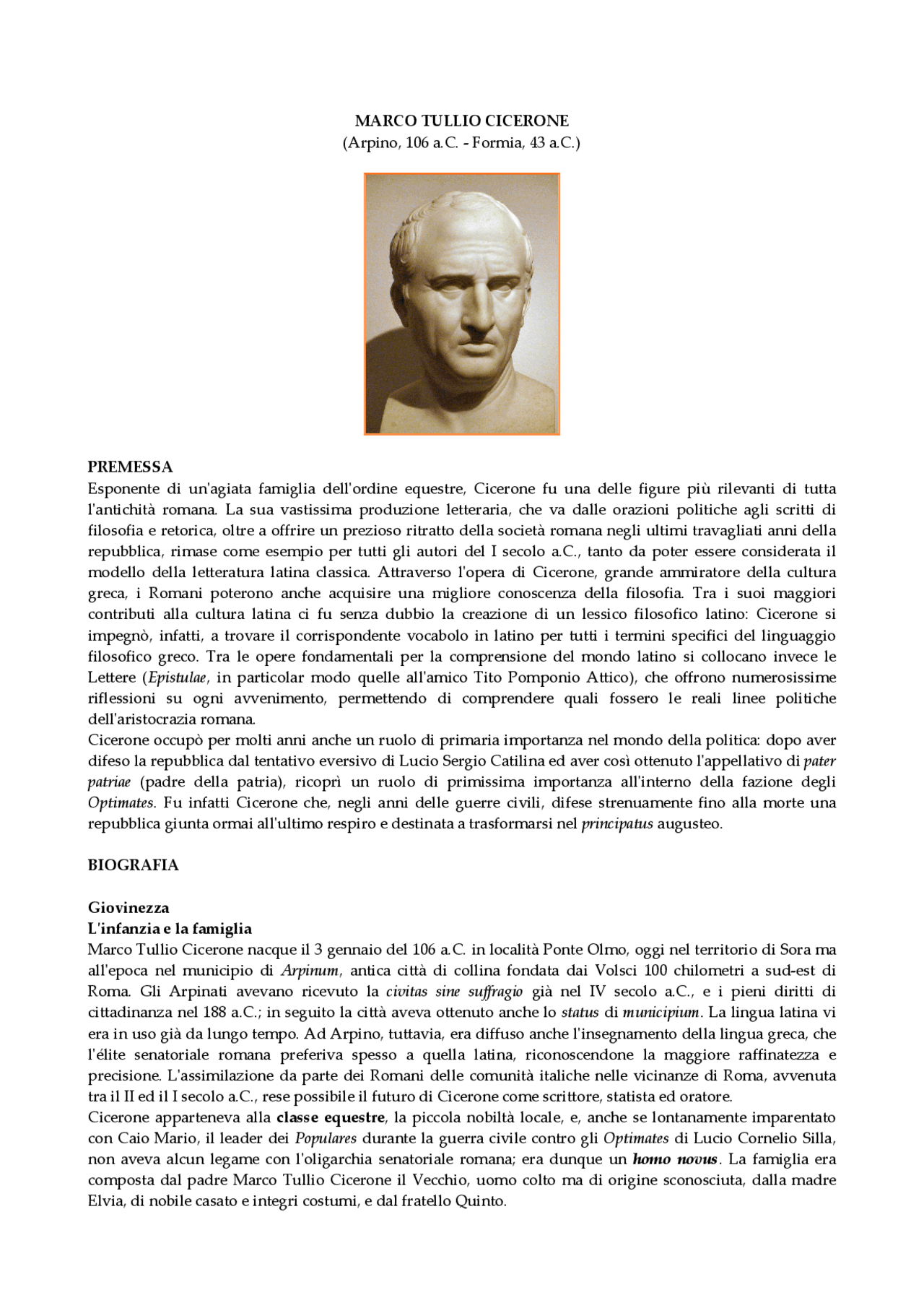 Autore Latino Riassunto Docsity