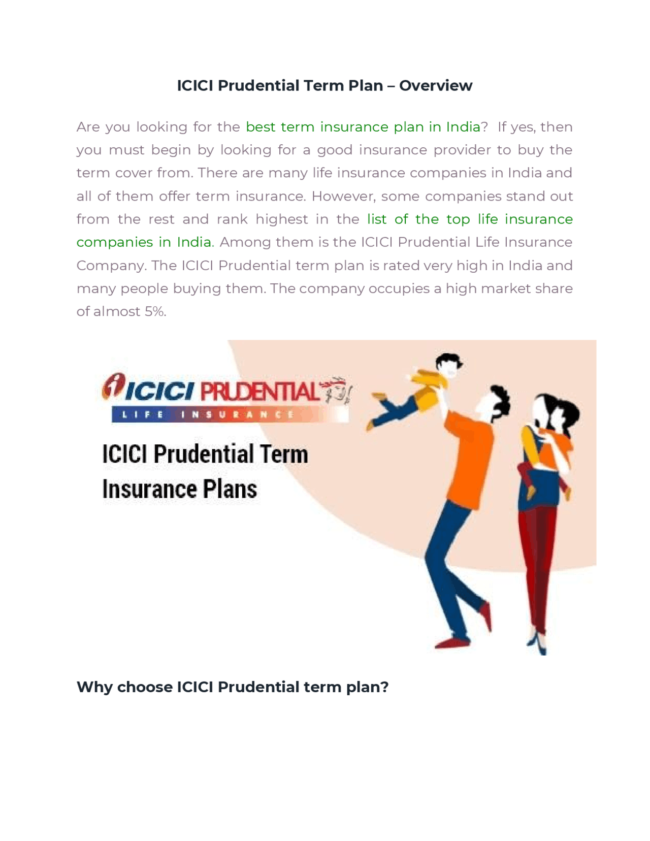 Icici Insurance Plans
