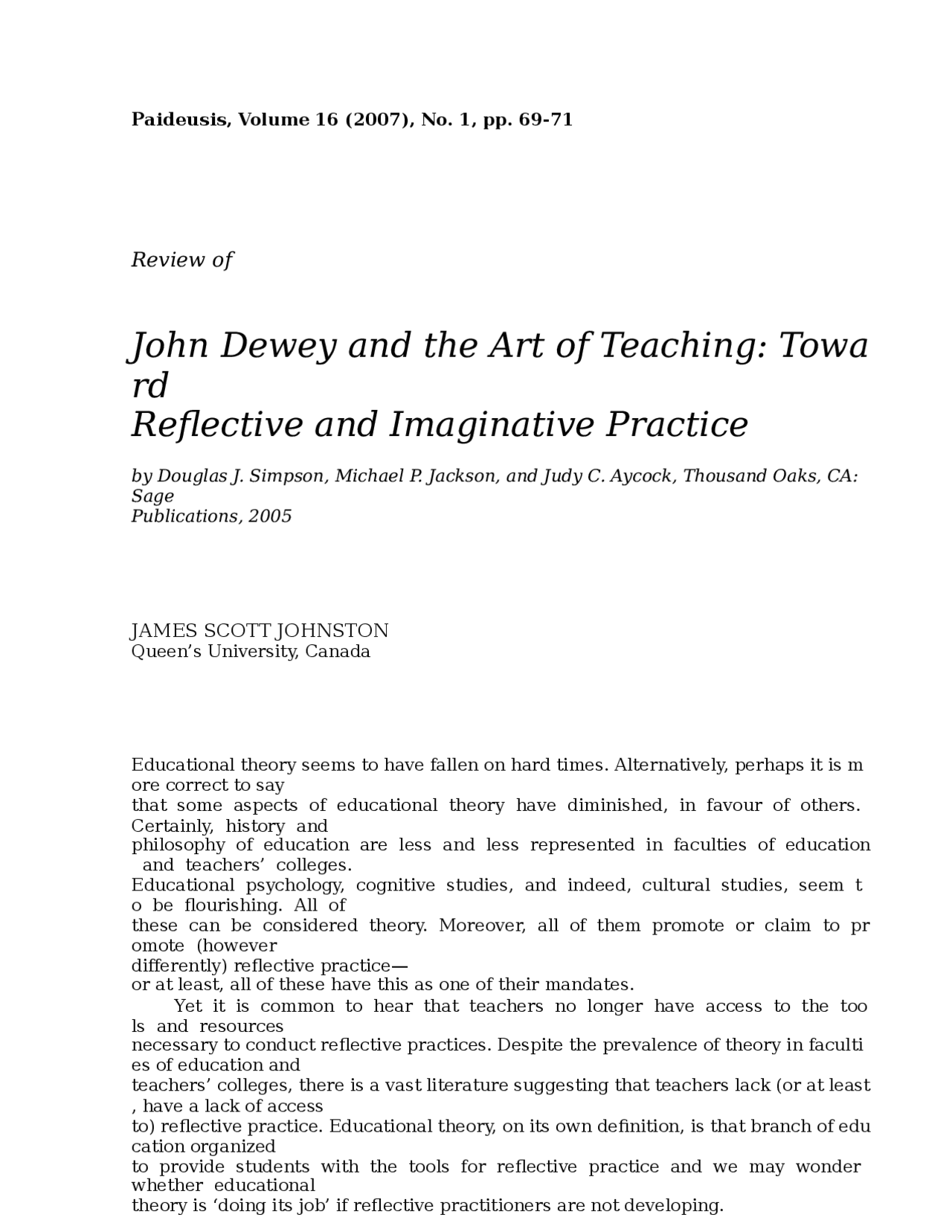 Dewey e il suo pensiero pedagogico correlato alle nuove tecnologie ...