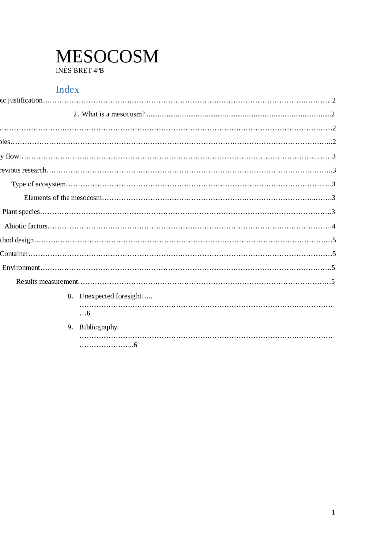 Mesocosm creation project - Docsity
