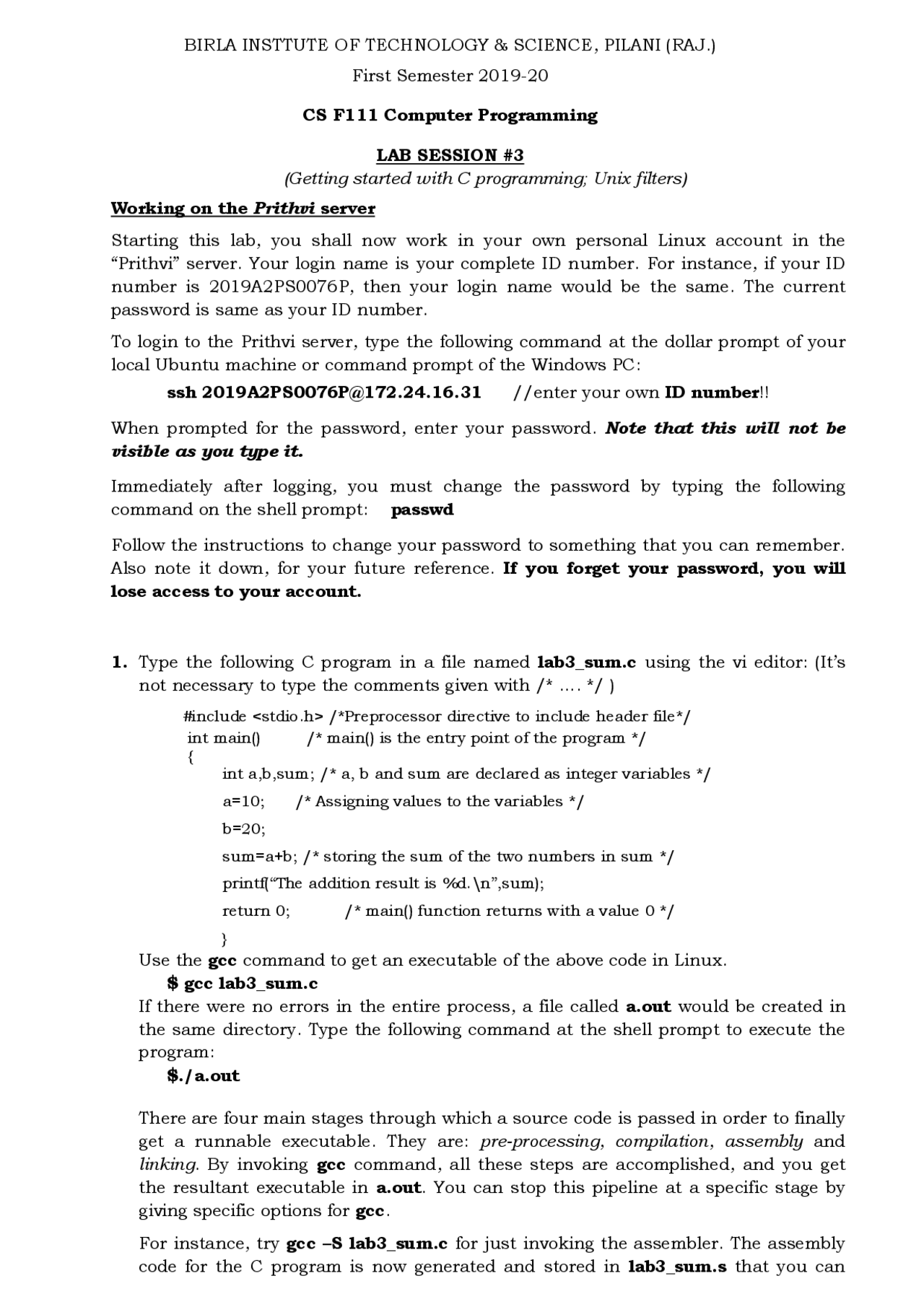 Computer Programming Docsity