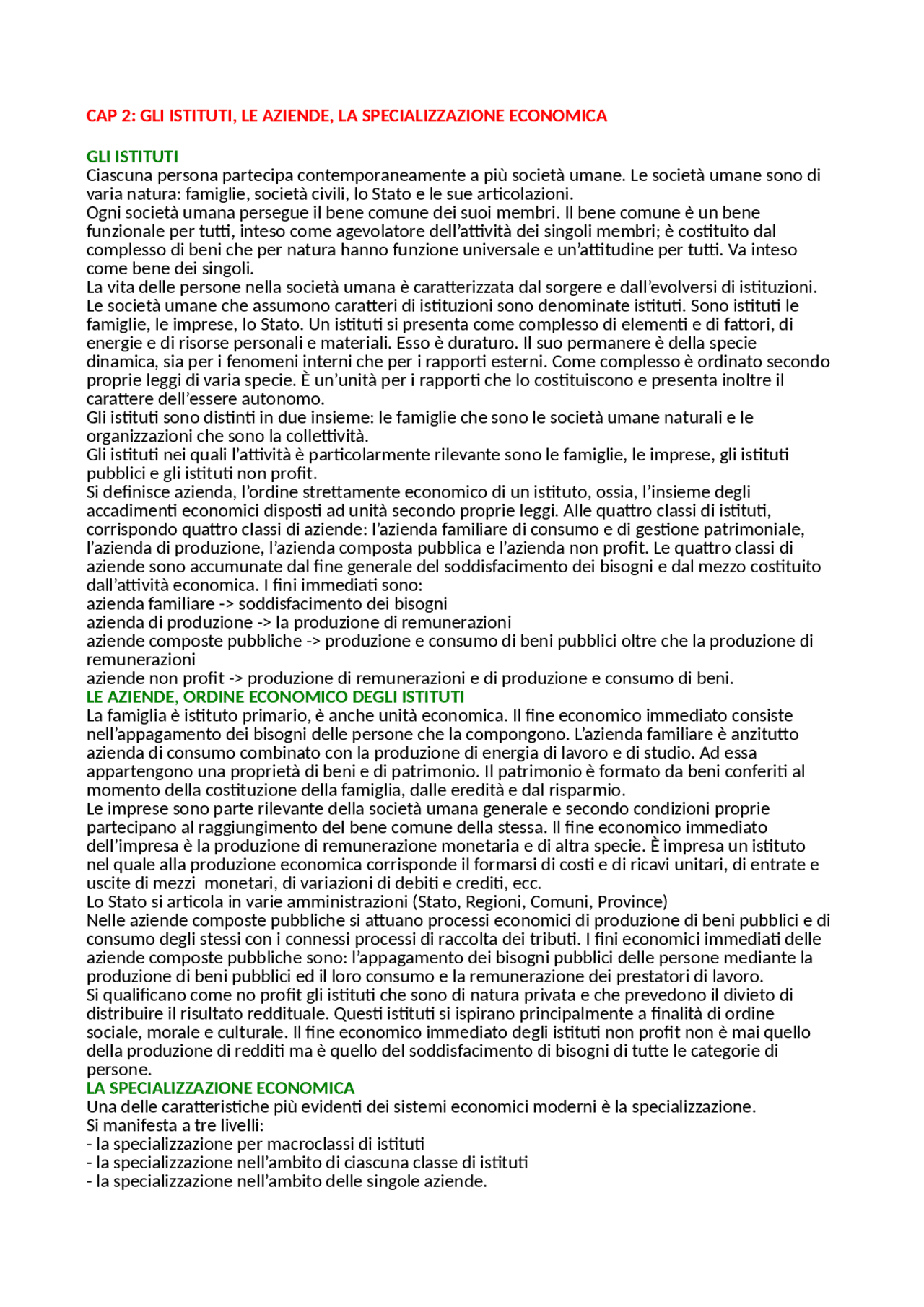 Riassunto Capitolo Due Del Libro Docsity