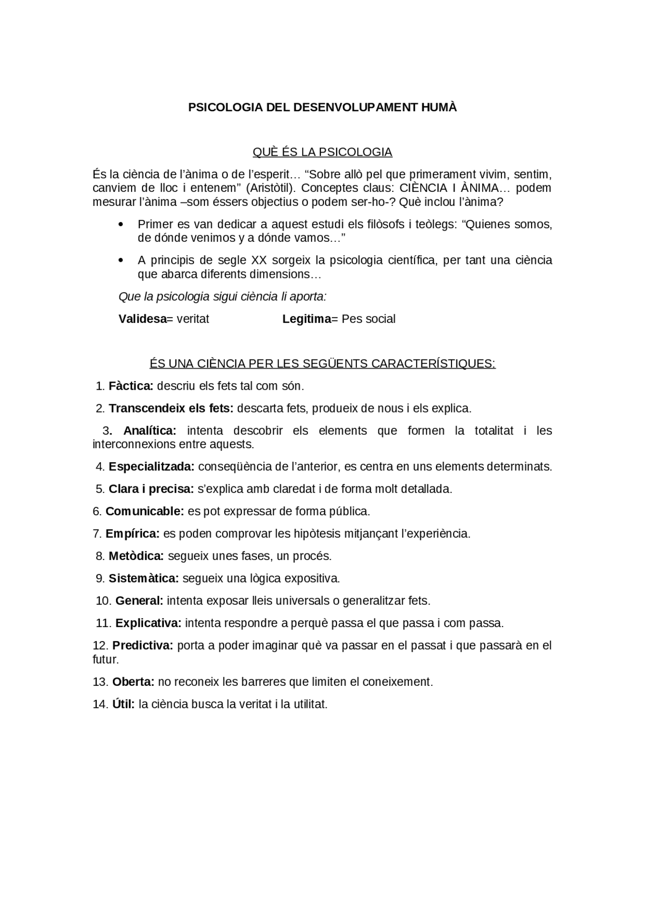 Psicologia Del Desenvolupament Humà Docsity