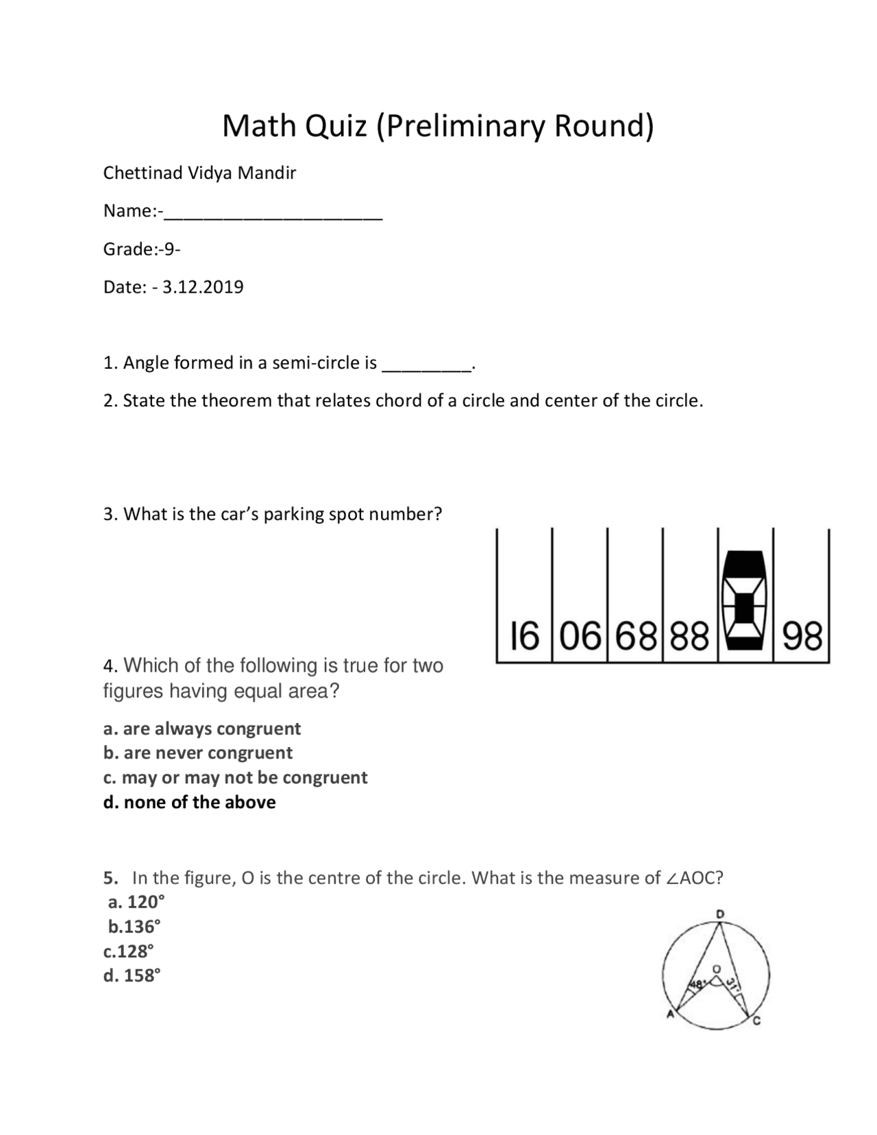 Enrichment activity for Grade 9 | Exercises Mathematics | Docsity