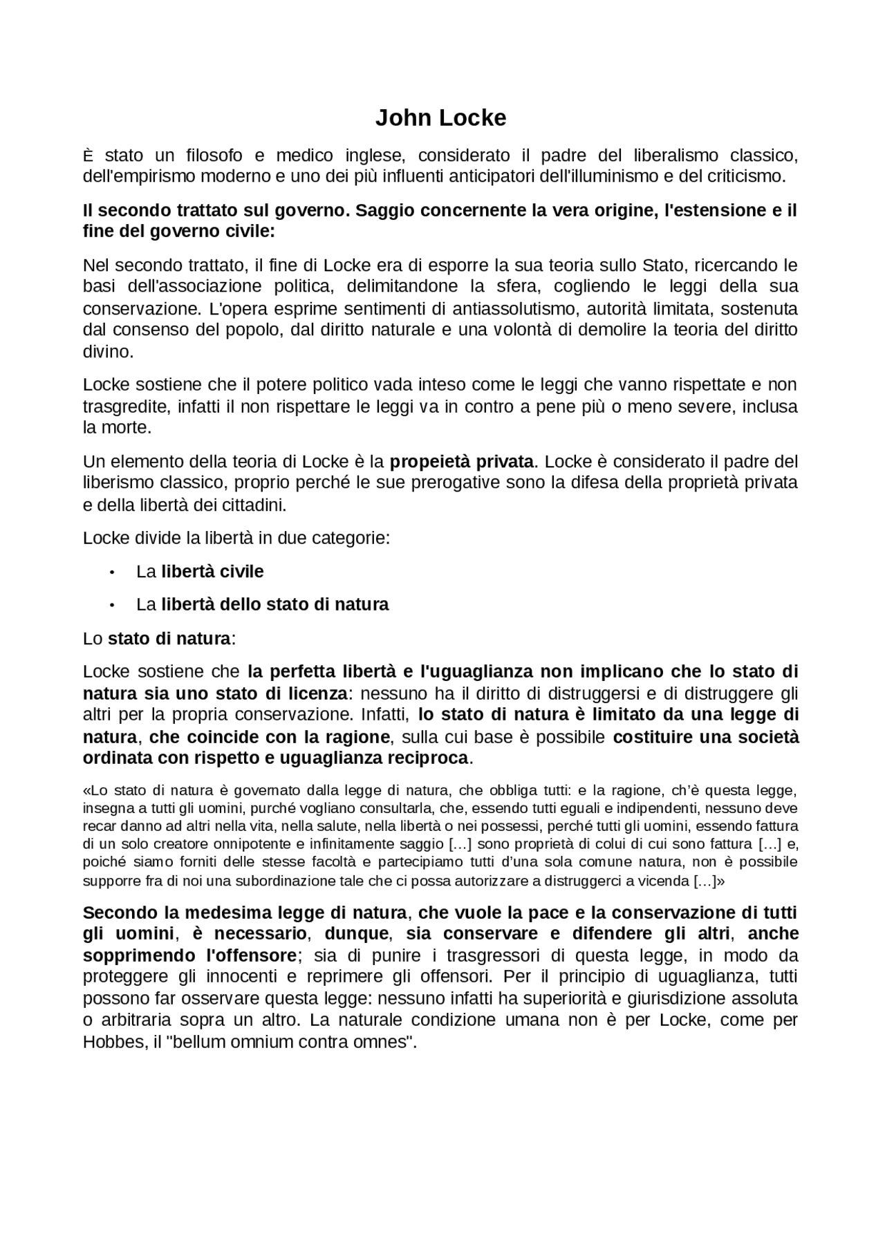 John Locke Il Secondo Trattato Sul Governo Docsity