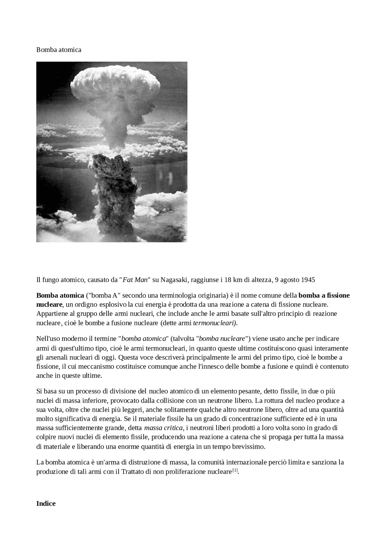 La Storia Bomba Atomica Docsity