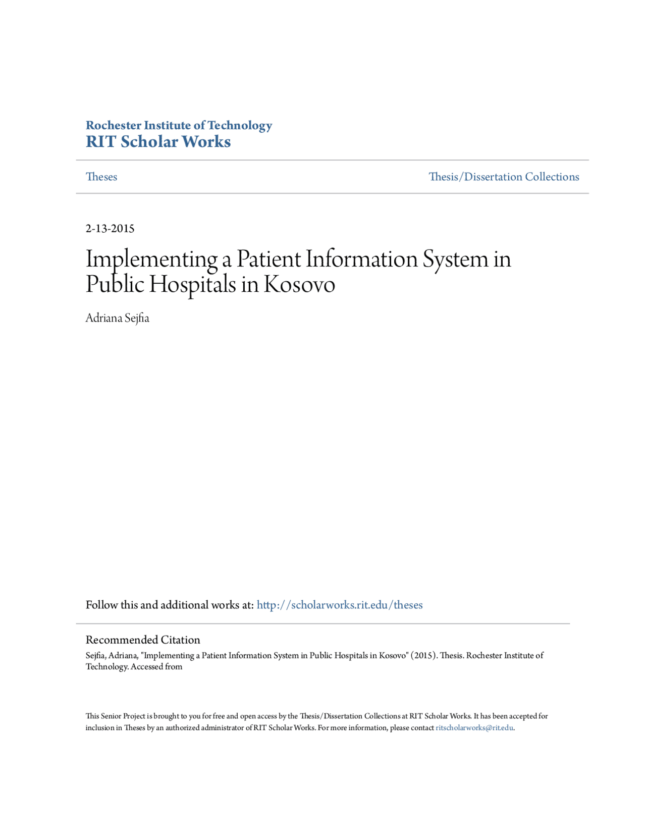 Implementing patient information system - Docsity
