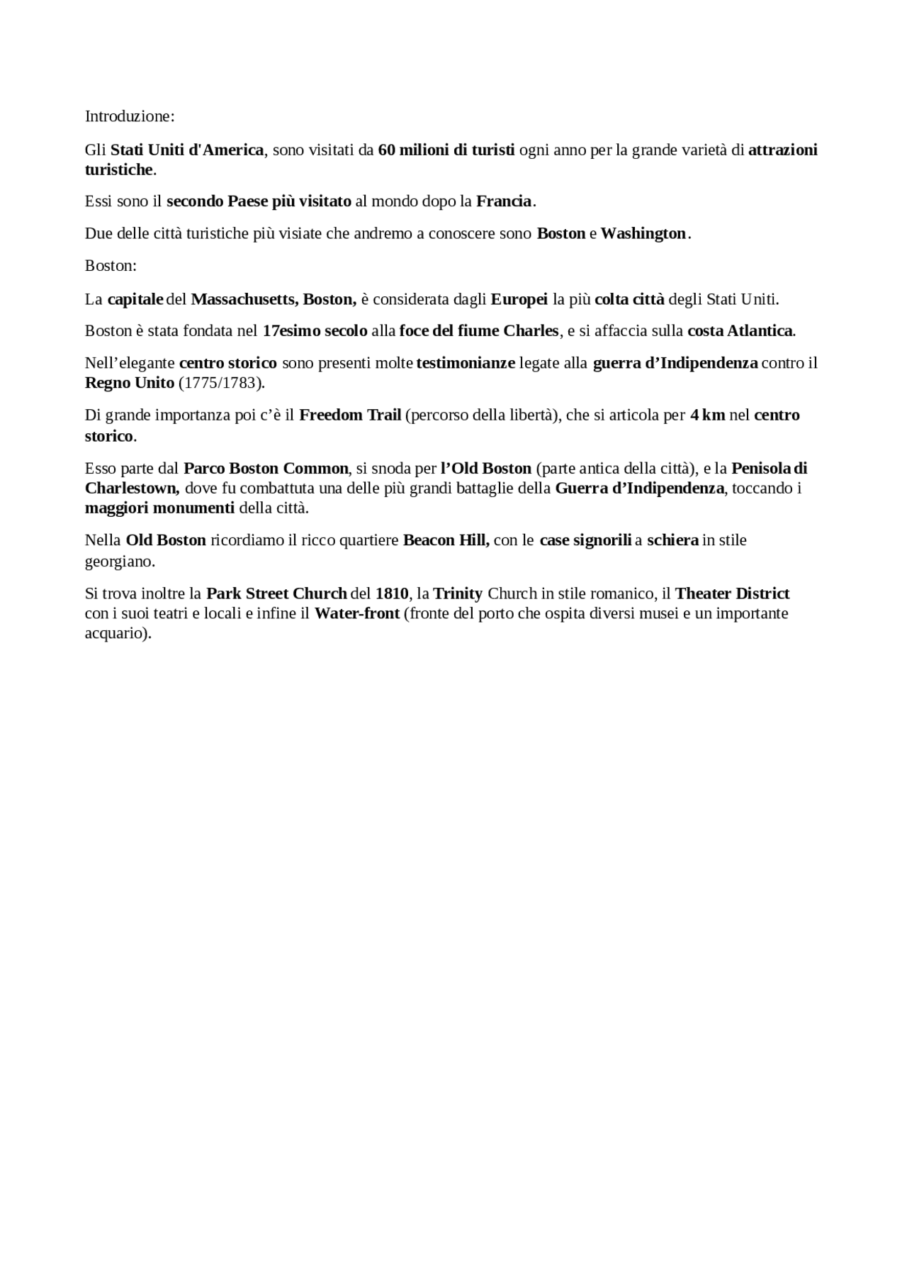 Riassunto Stati Uniti E Boston Dal Libro Docsity