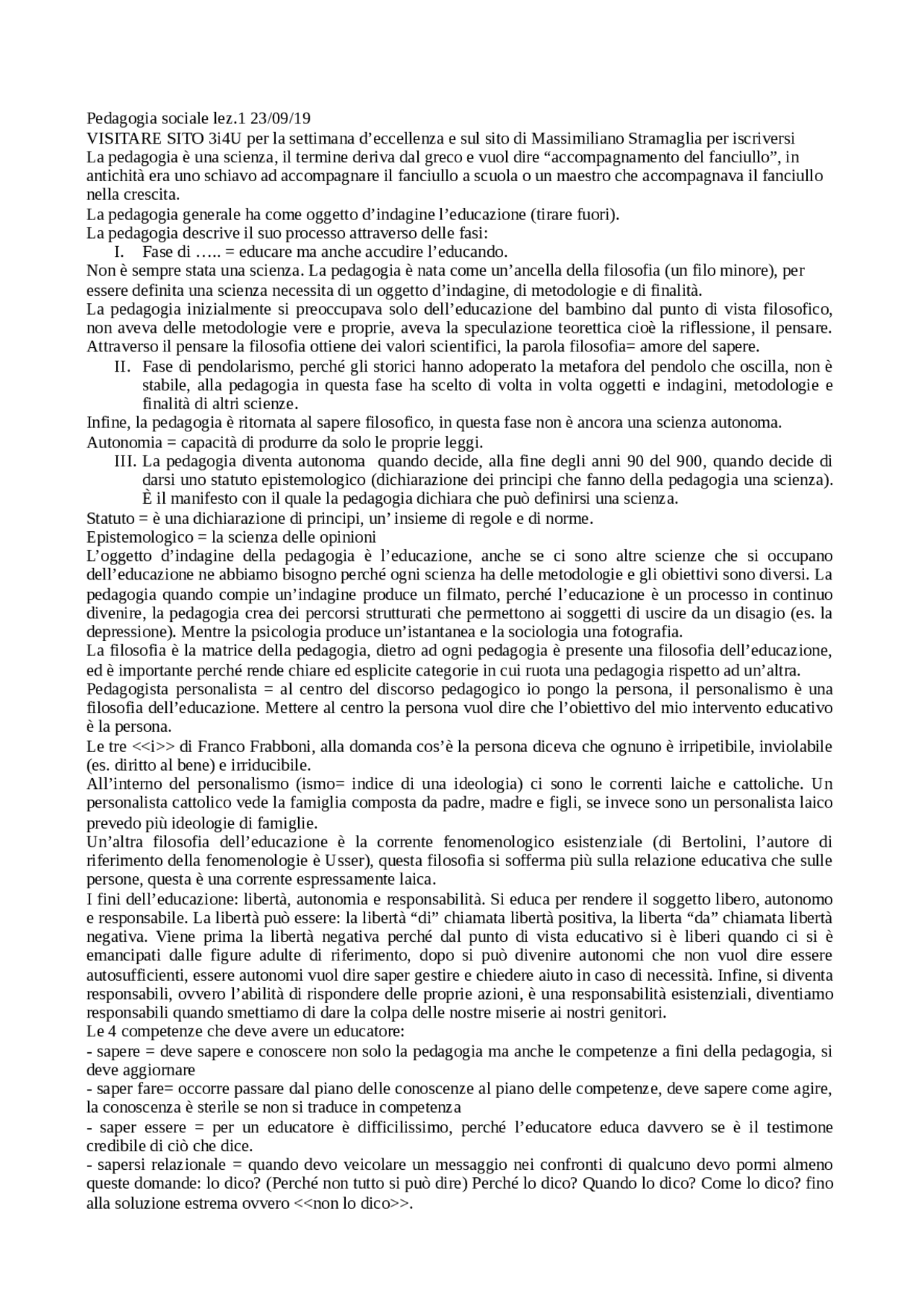 Lezione 1 Pedagogia Sociale Docsity