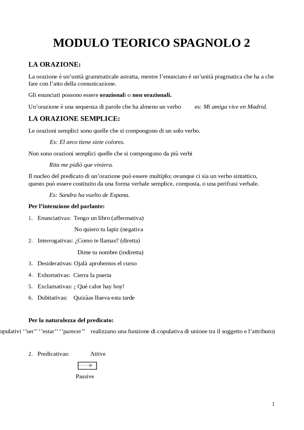 Modulo Teorico Lingua Spagnola 2 Docsity