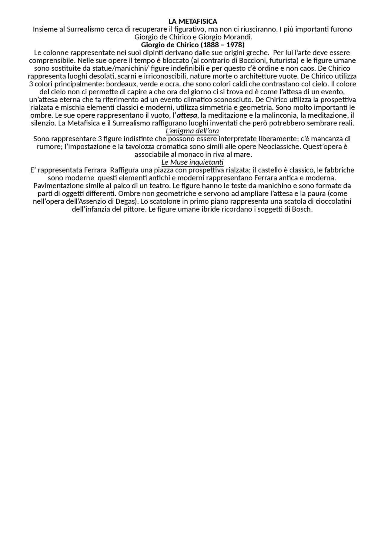 La Metafisica In Breve Docsity