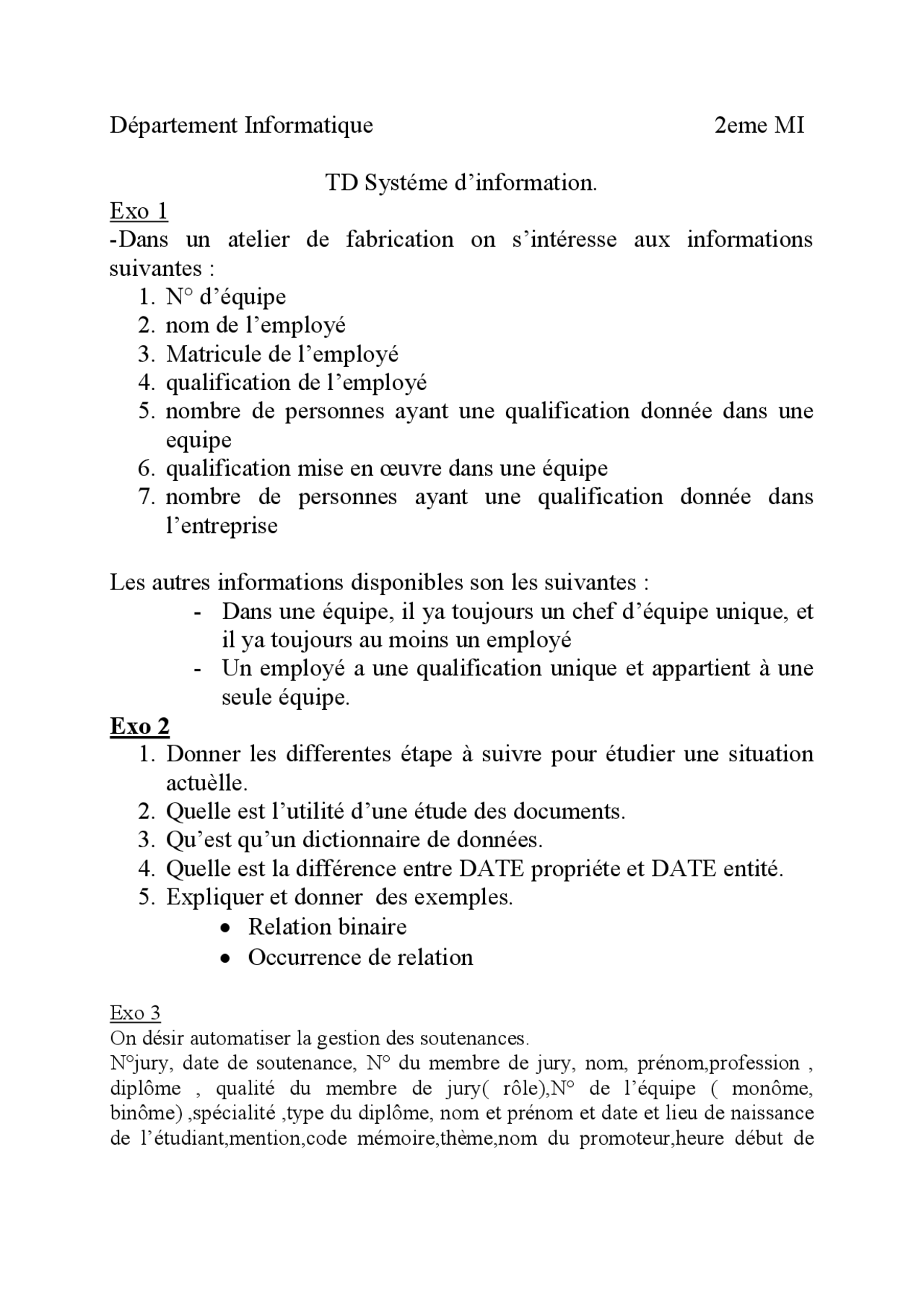 Exercices Sur Le Mcd Essays University Database Management Systems
