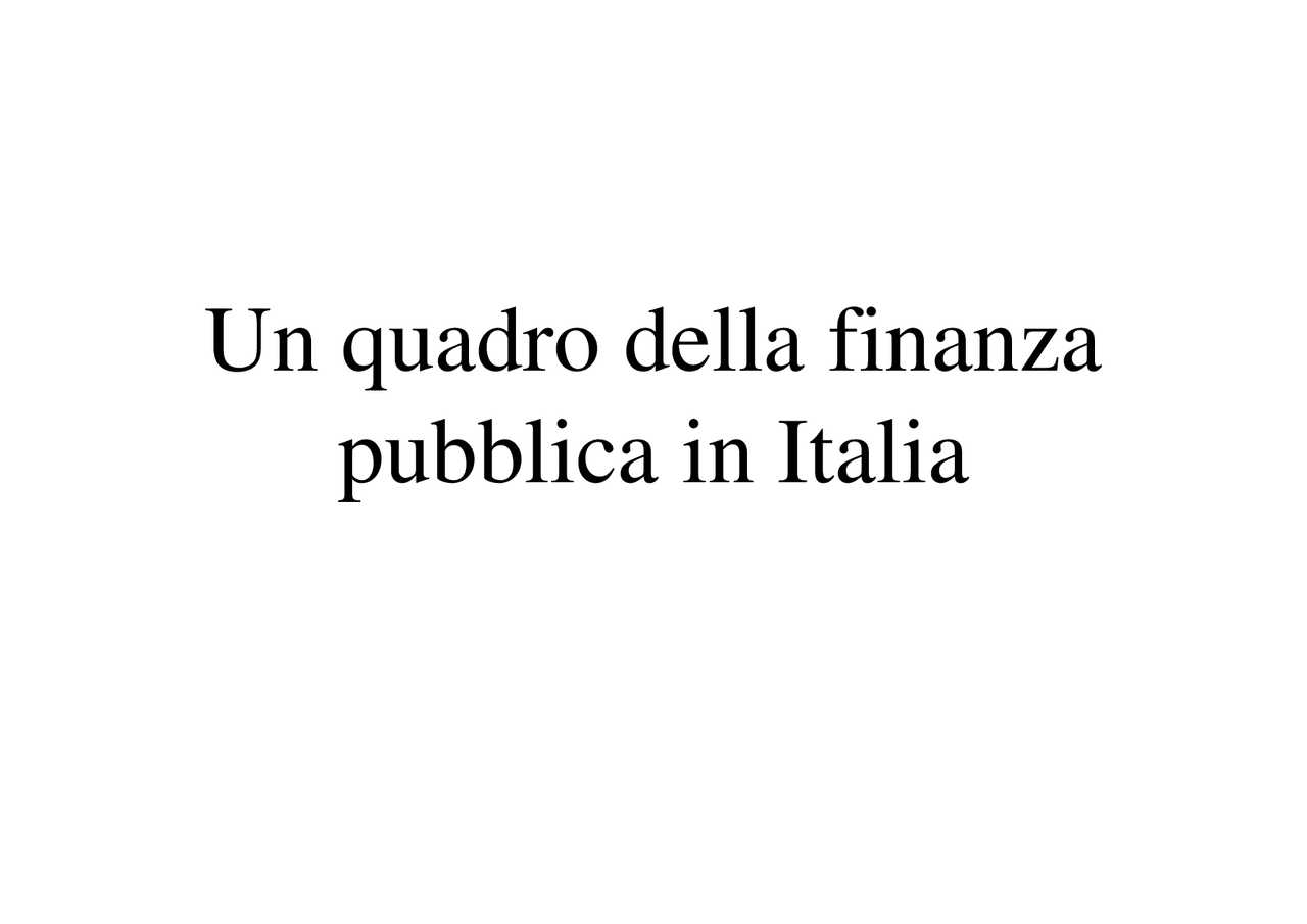 Elementi Di Contabilità Pubblica Docsity