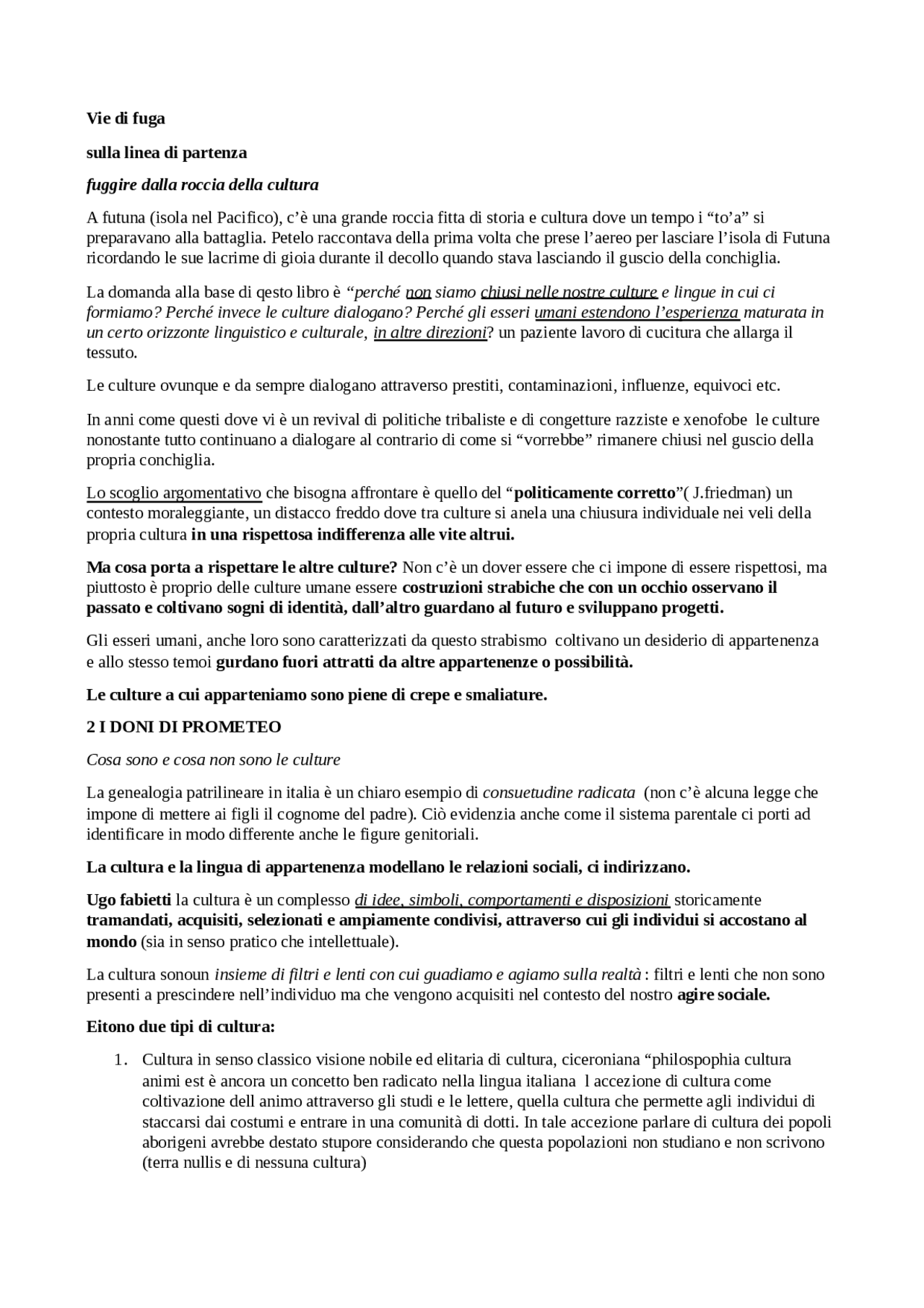 Riassunto Libro Vie Di Fuga Docsity