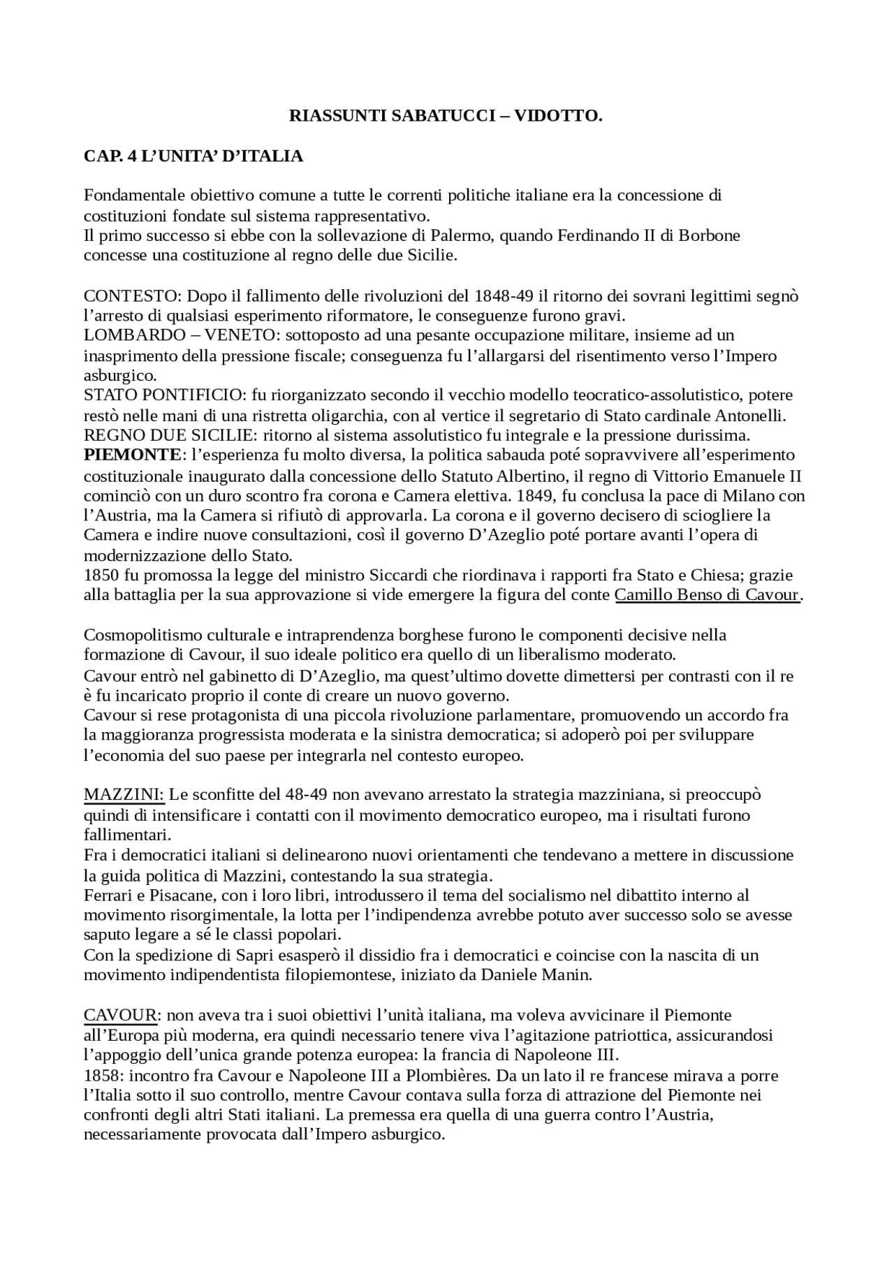 Riassunto Sabatucci Vidotto Storia Contemporanea Docsity