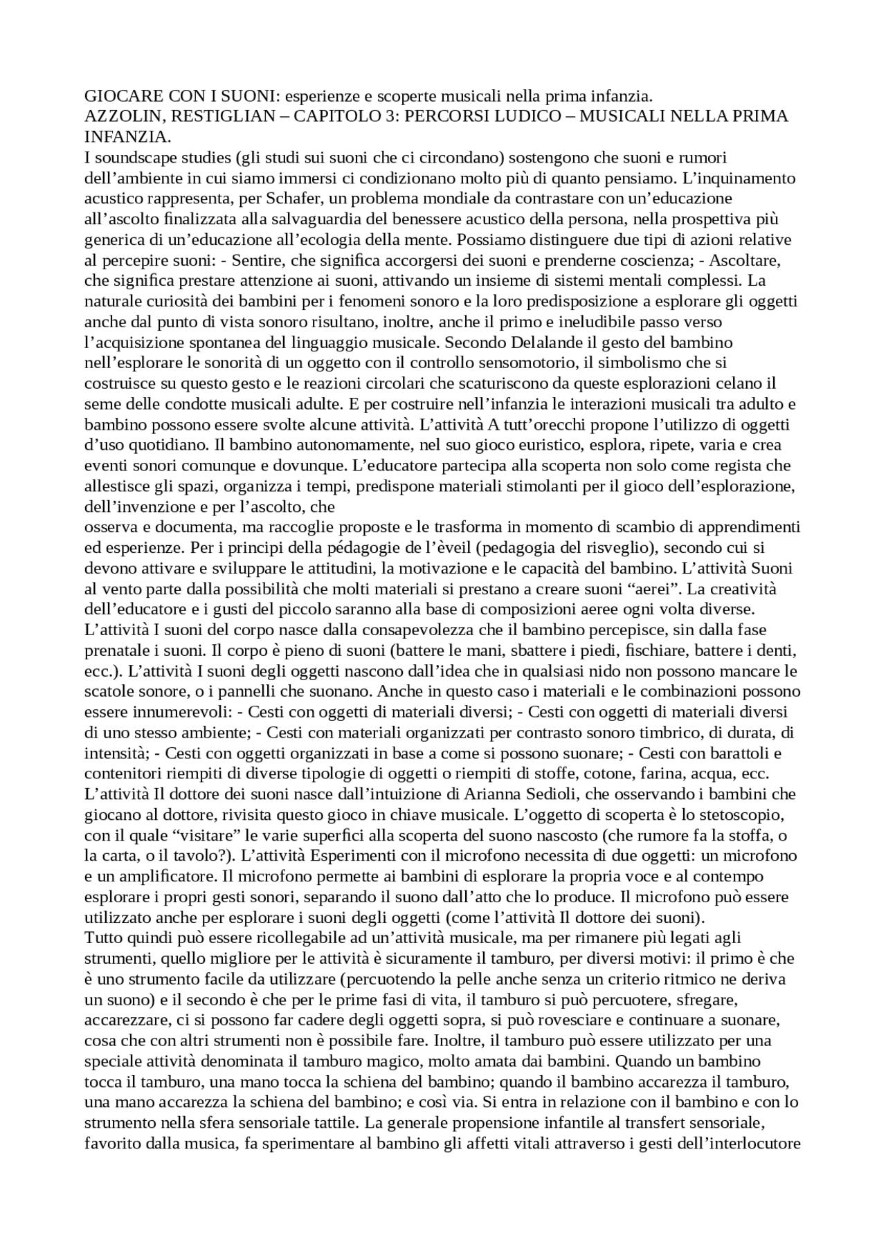 Giocare Con I Suoni Esperienze E Scoperte Musicali Nella Prima