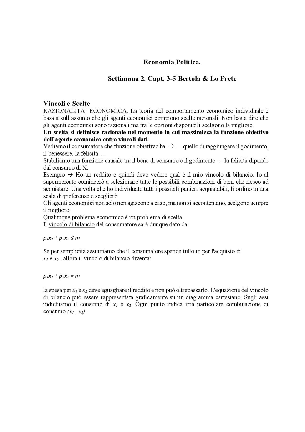 Appunti Lezione Economia Docsity