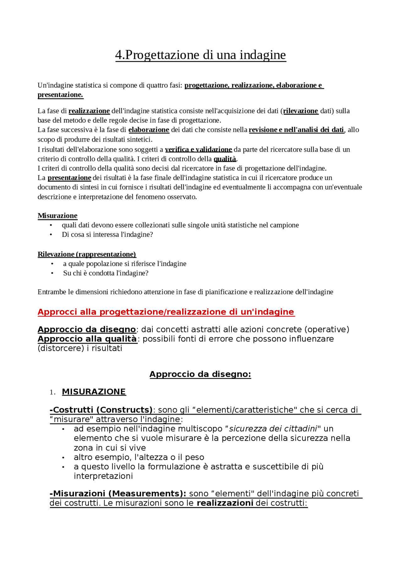 Progettazione Indagine Docsity