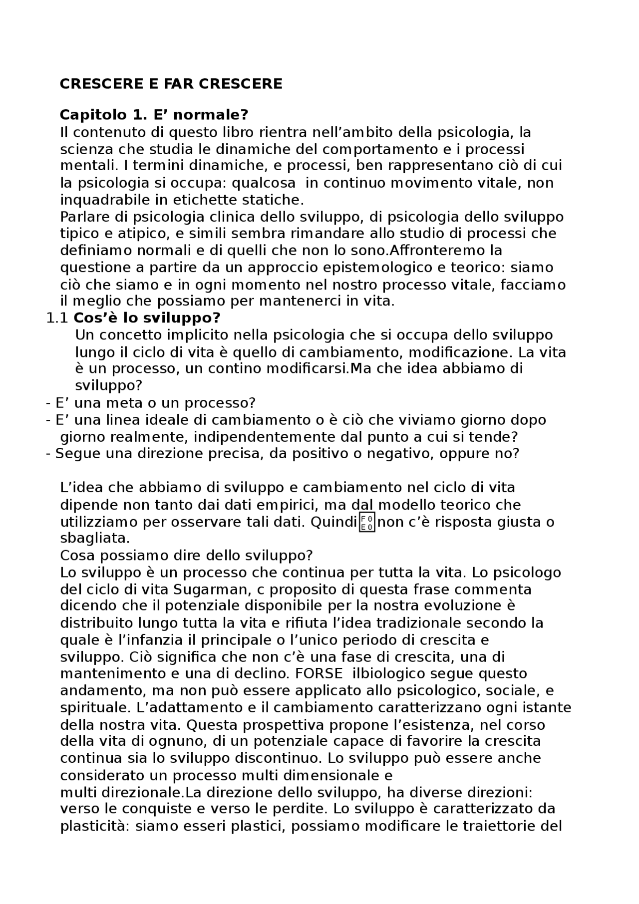 Sintesi Clinica Esame Prof Cavalli Crescere E Far Crescere Docsity