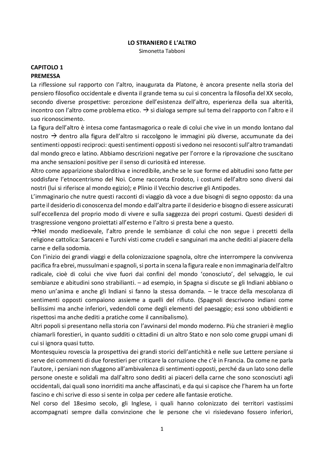 Lo Straniero E Laltro Di Simonetta Tabboni Docsity