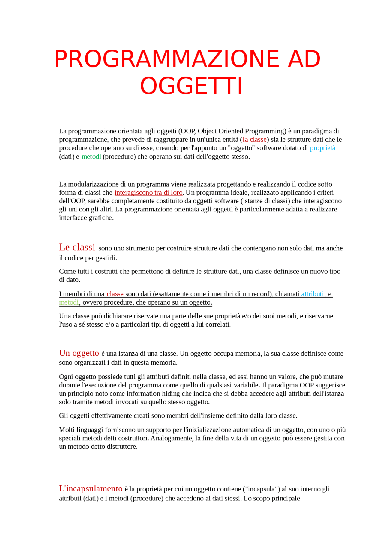 Programmazione Ad Oggetti Docsity