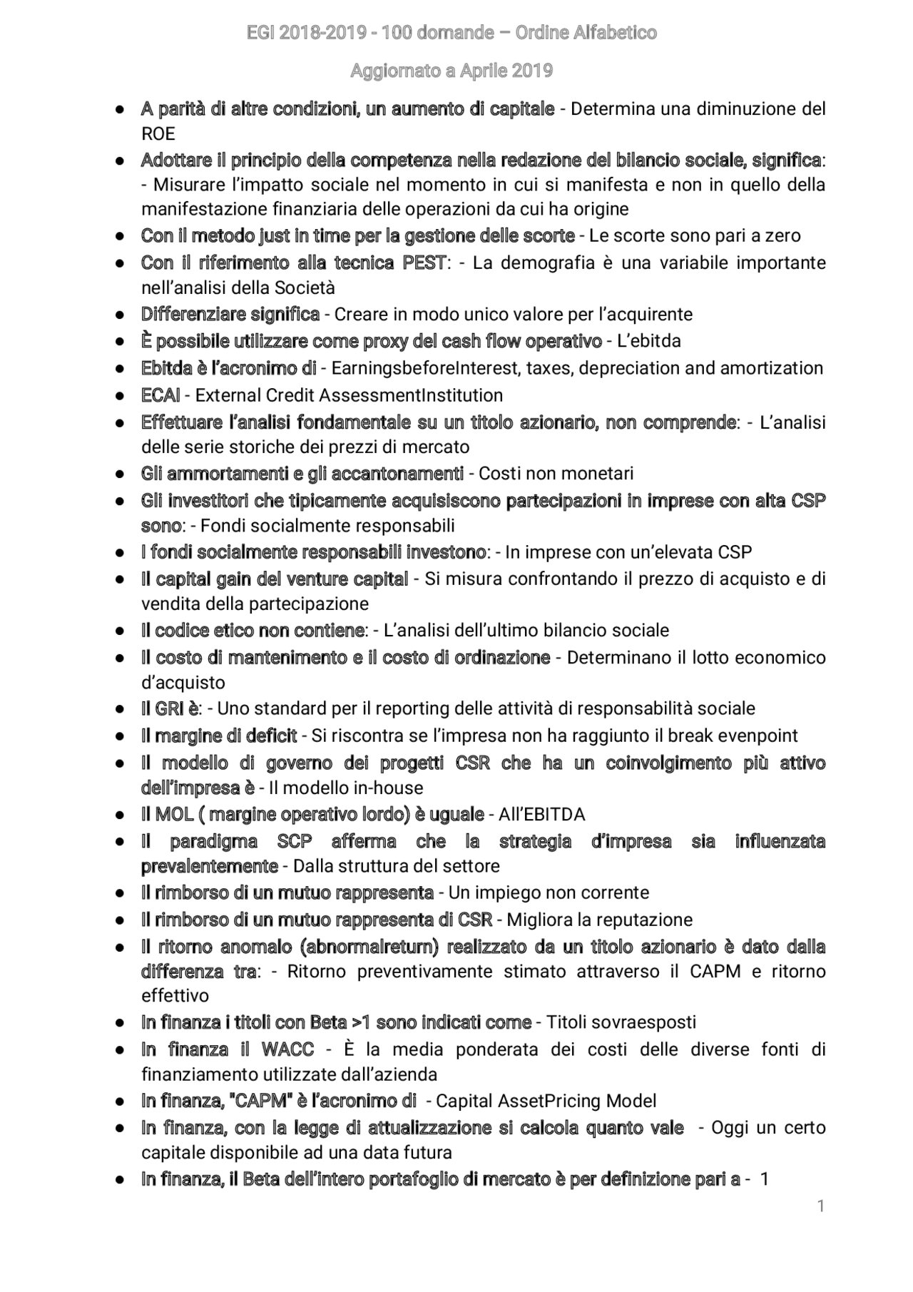Economia E Gestione Delle Imprese Unipegaso Docsity