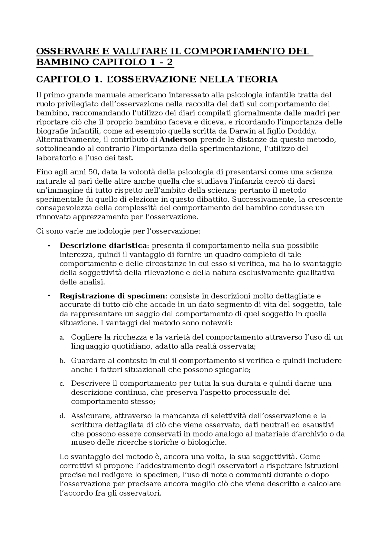 Osservare E Valutare Il Comportamento Del Bambino Docsity