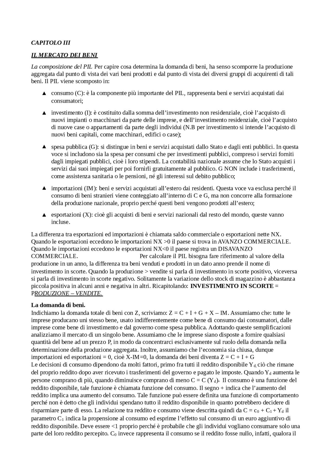 Macroeconomia Riassunti Di Alcuni Capitoli Docsity