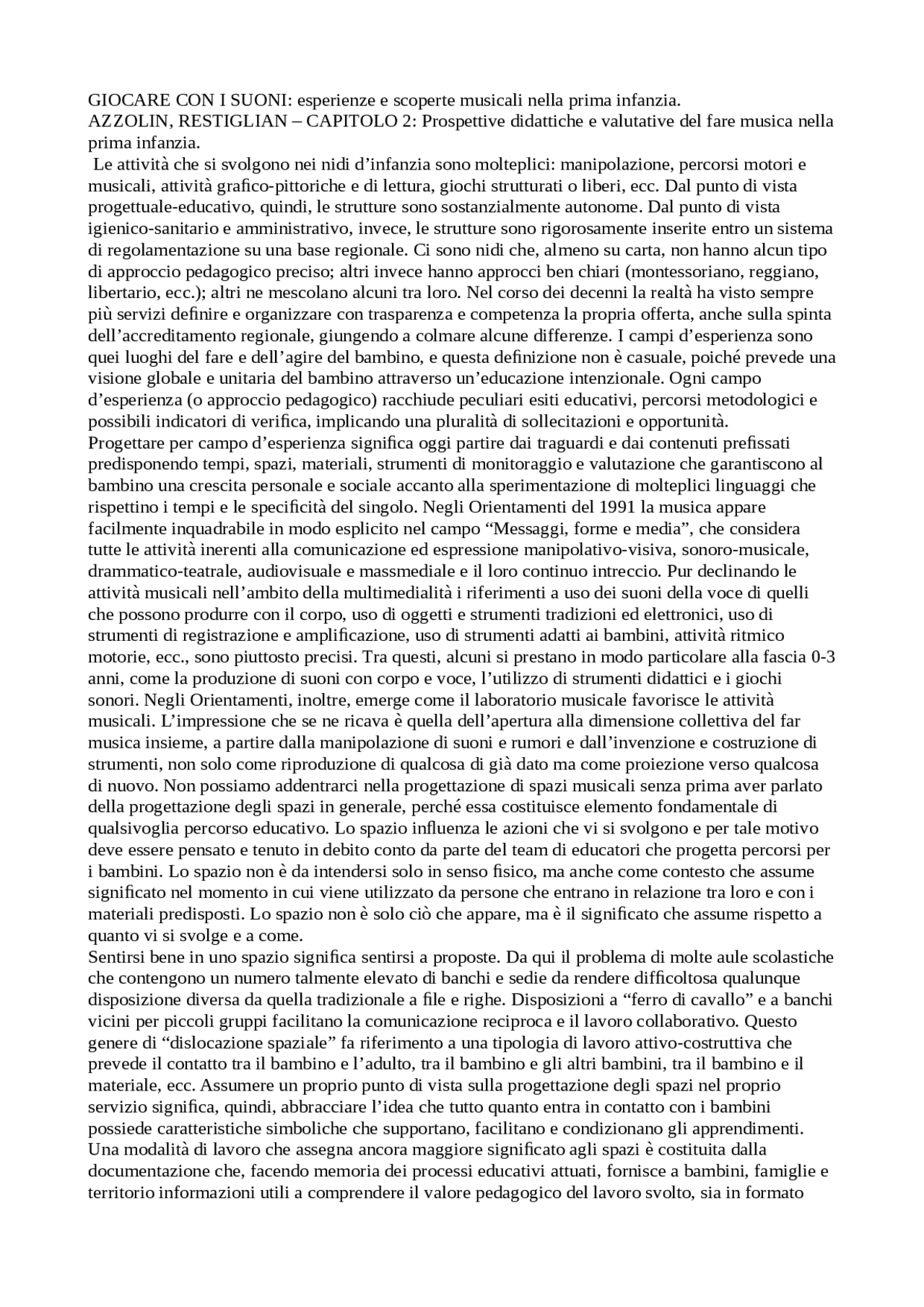 Giocare Con I Suoni Esperienze E Scoperte Musicali Nella Prima