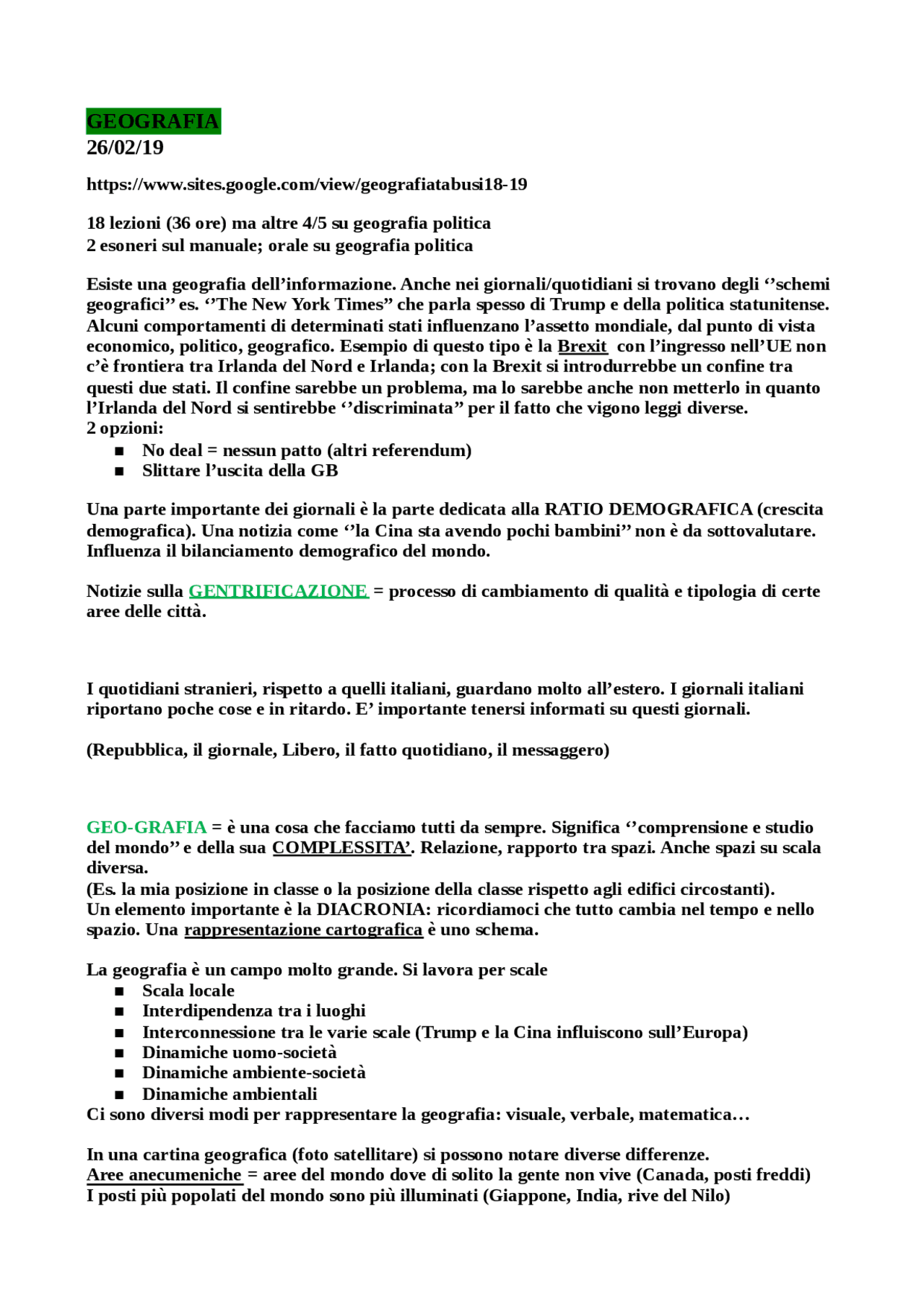 Geografia Umana Appunti Docsity
